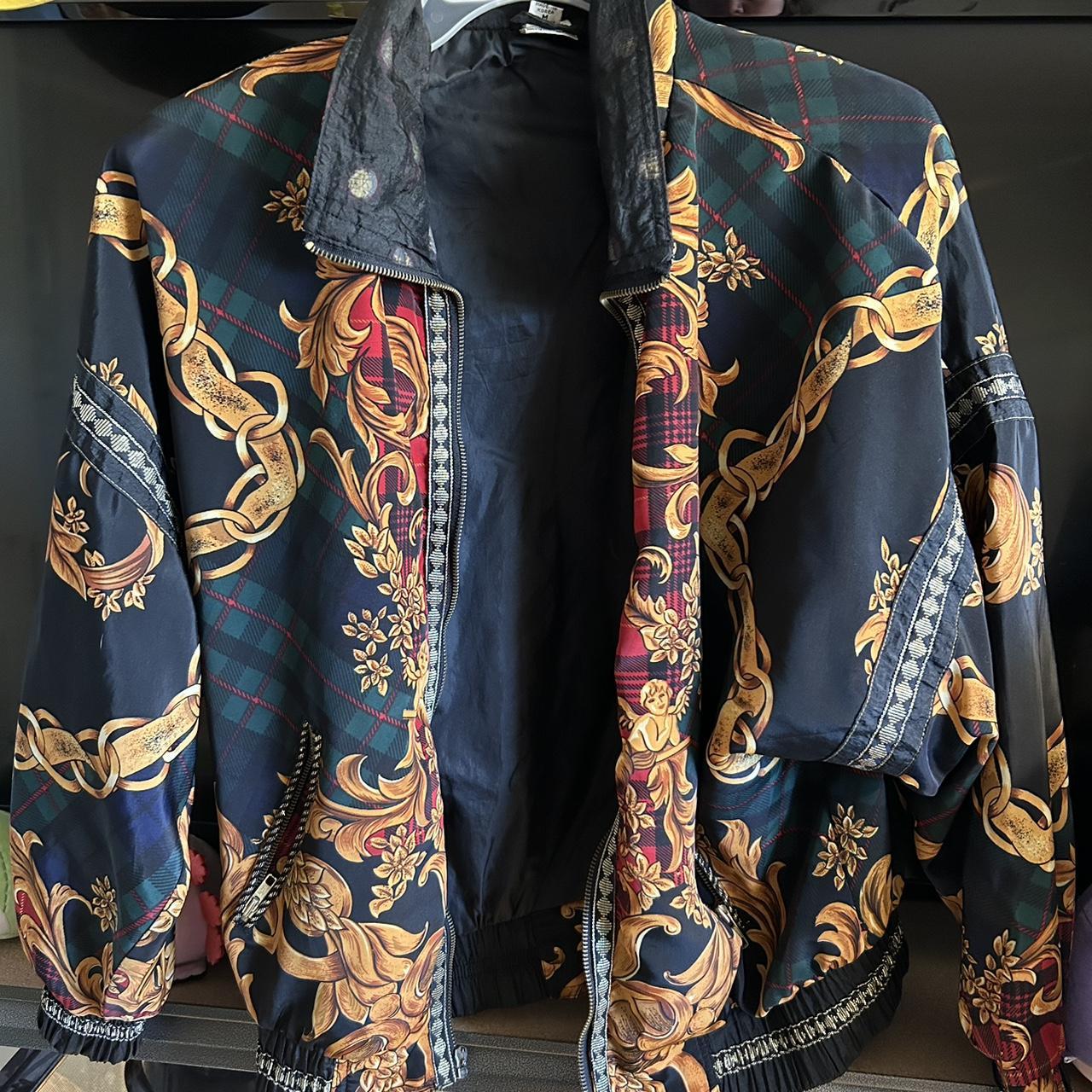 Versace esque bomber jacket size medium zipper... - Depop