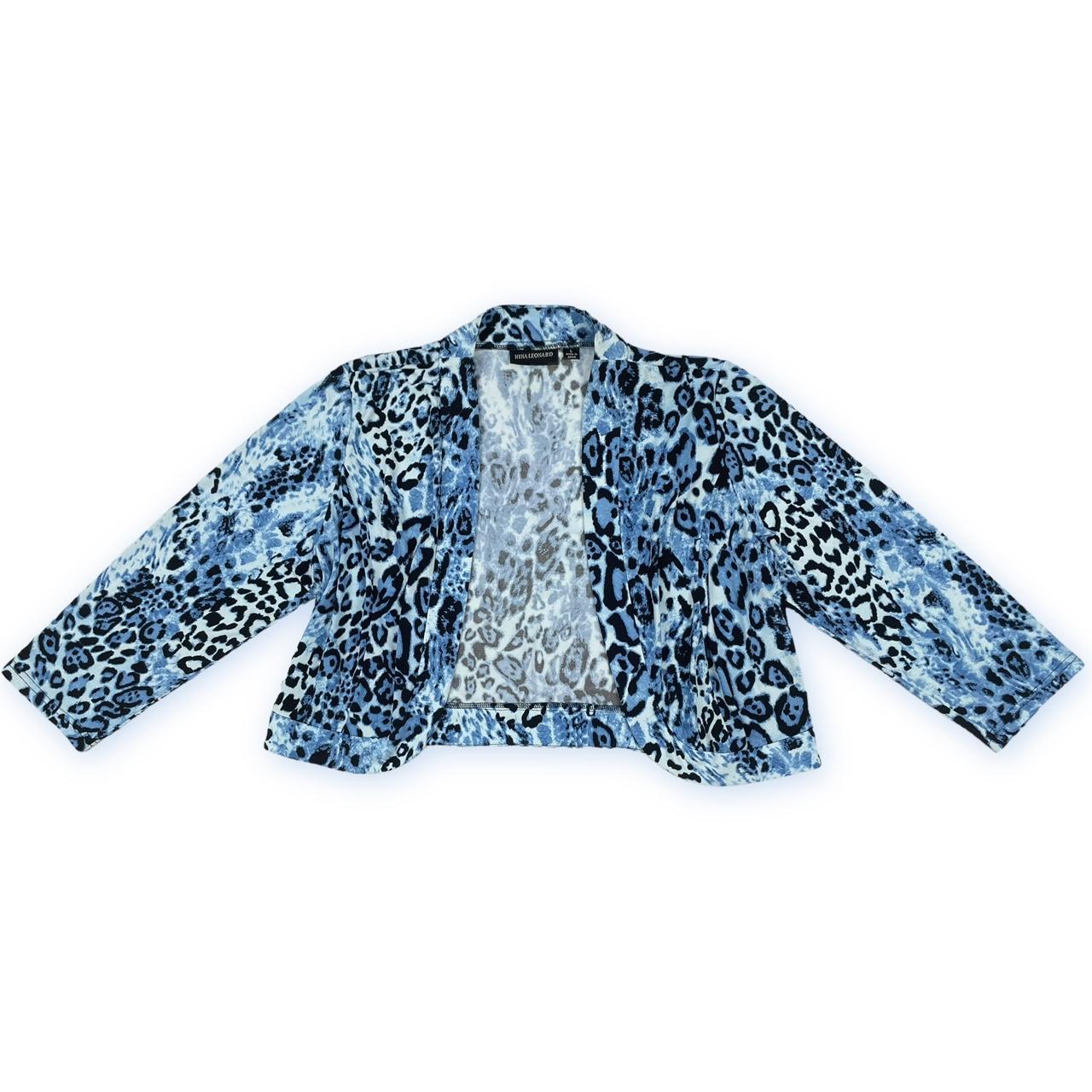 Blue leopard print cardigan Brand: Nina... - Depop