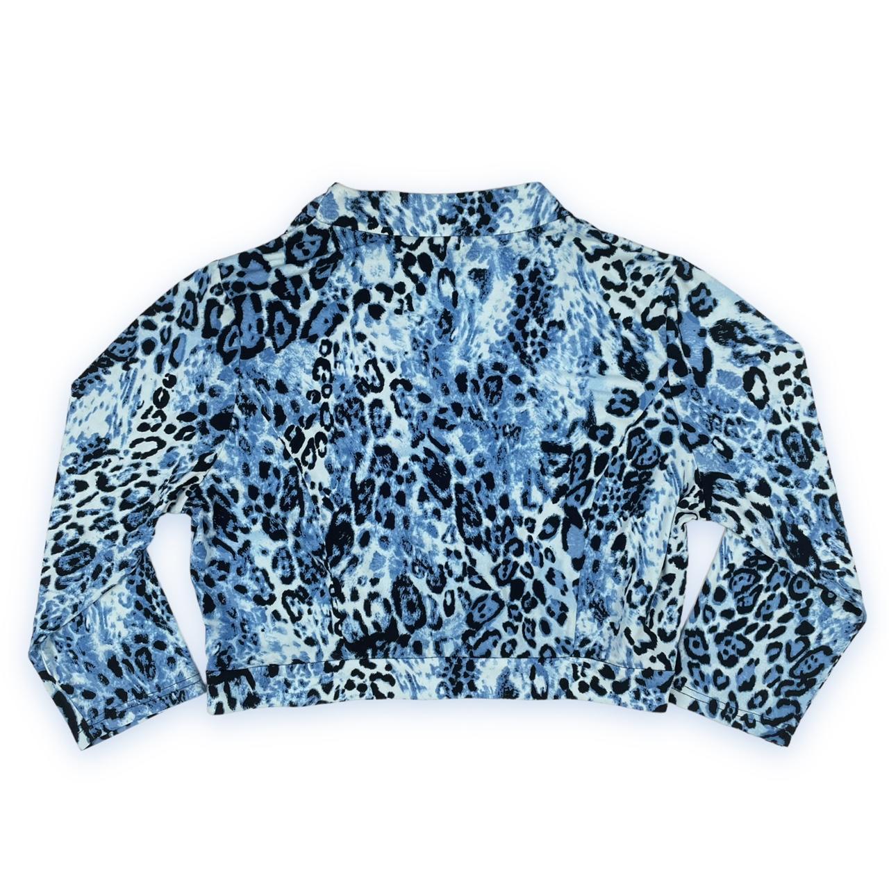 Blue leopard print cardigan Brand: Nina... - Depop