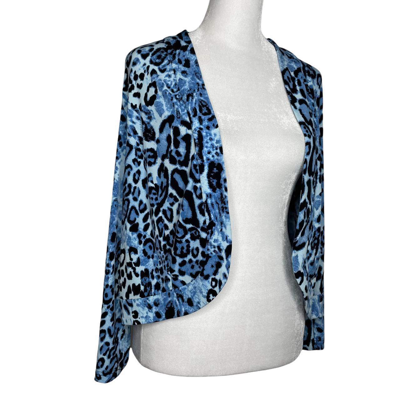 Blue leopard print cardigan Brand: Nina... - Depop