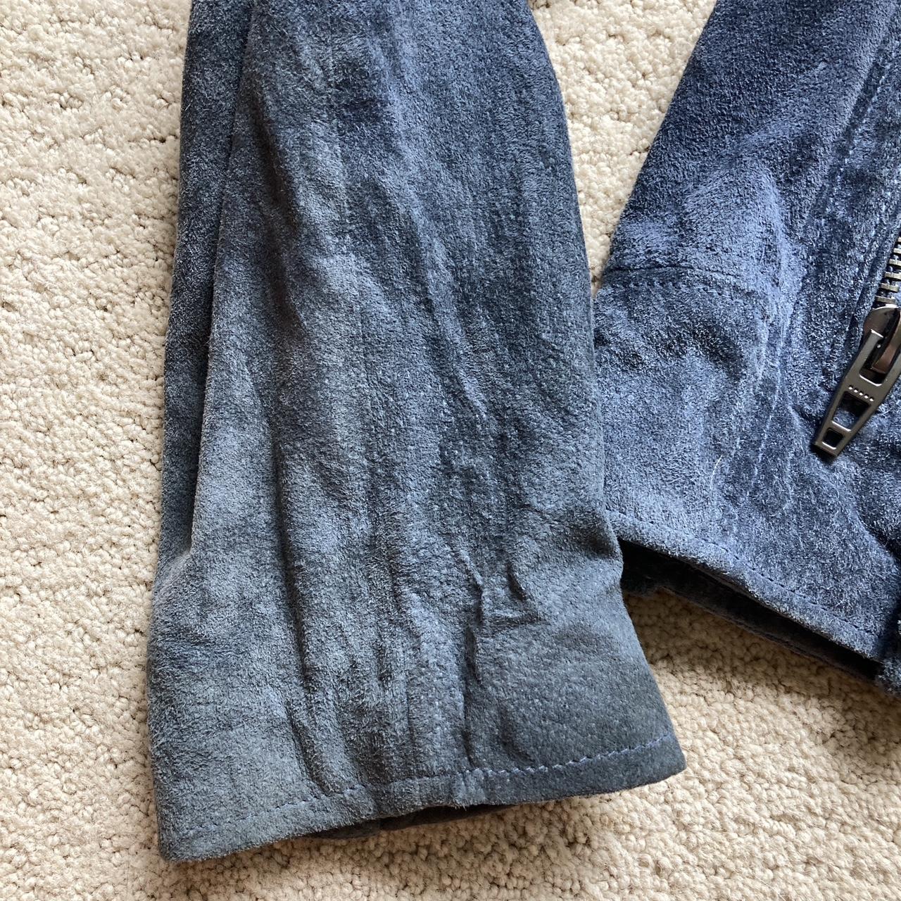 BLANK NYC Blue Suede Jacket Lots of buckles and... - Depop