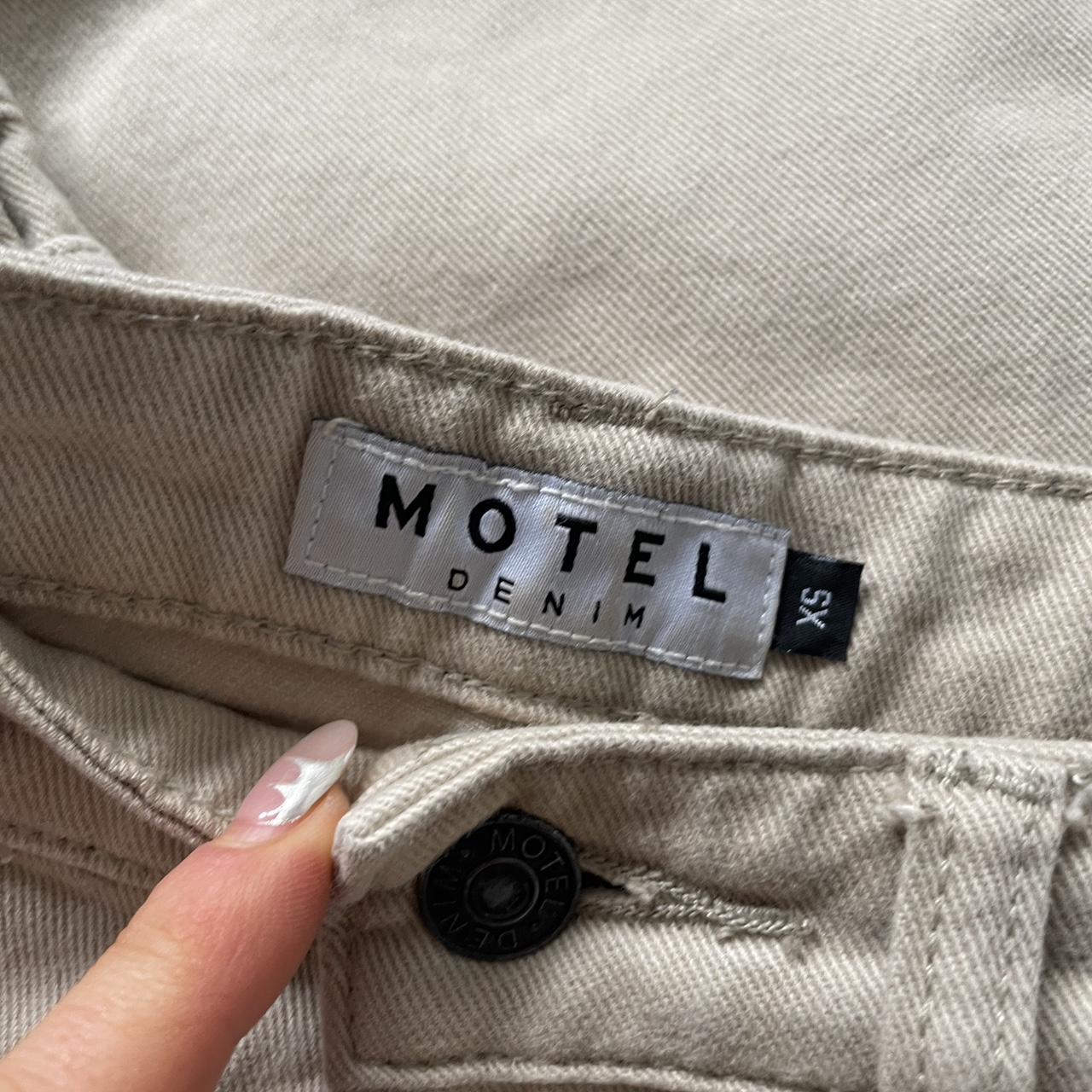 motel rocks parallel jeans in XS. beige colour. only... - Depop
