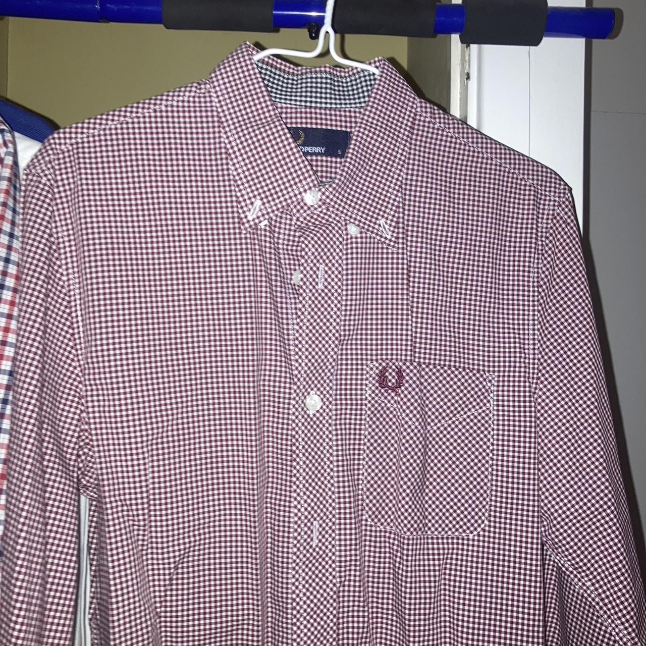 Fred Perry red and white Gingham shirt - Depop