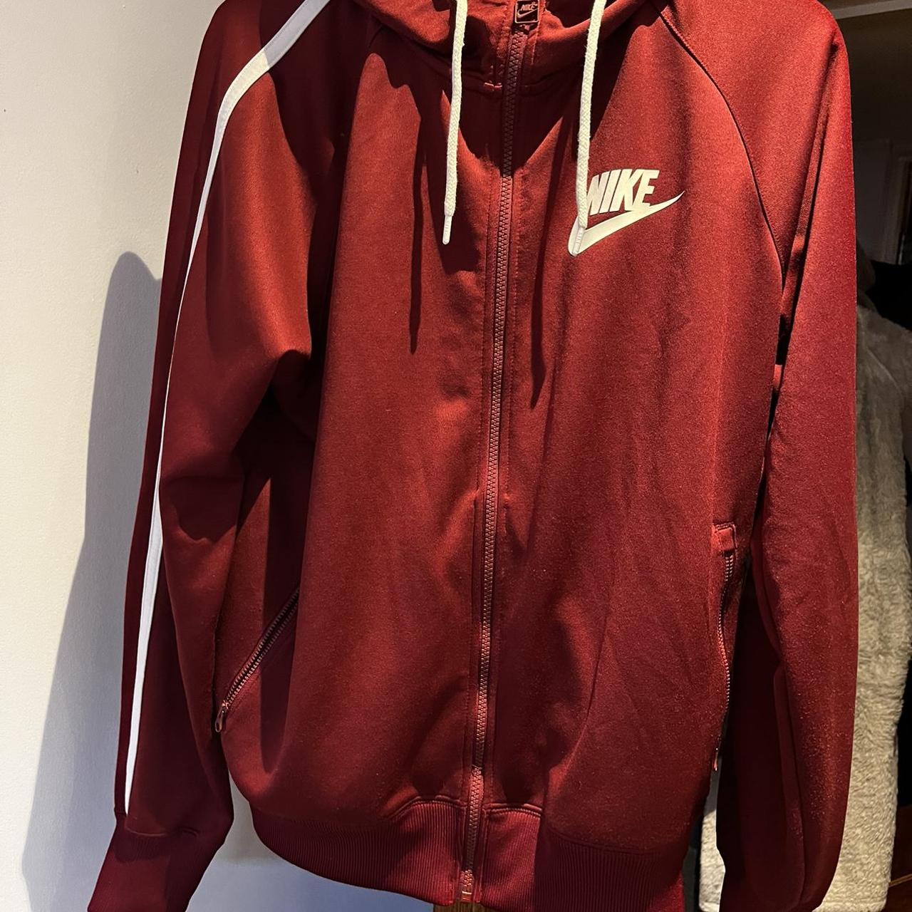 Nike maroon track jacket Great condition Size L - Depop