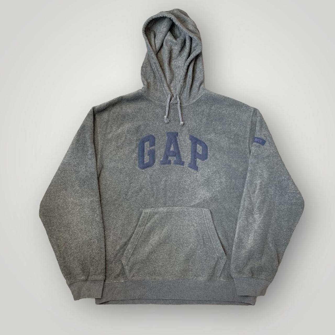 Gap fleece Gap grey jumper hoodie. Centre logo... - Depop