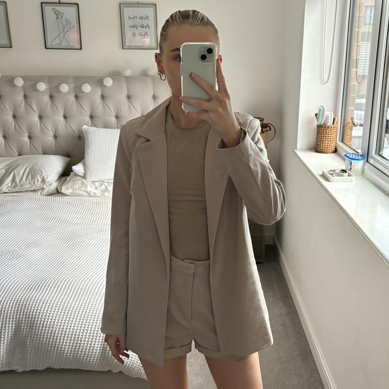 Missguided nude beige double lined blazer and short... - Depop