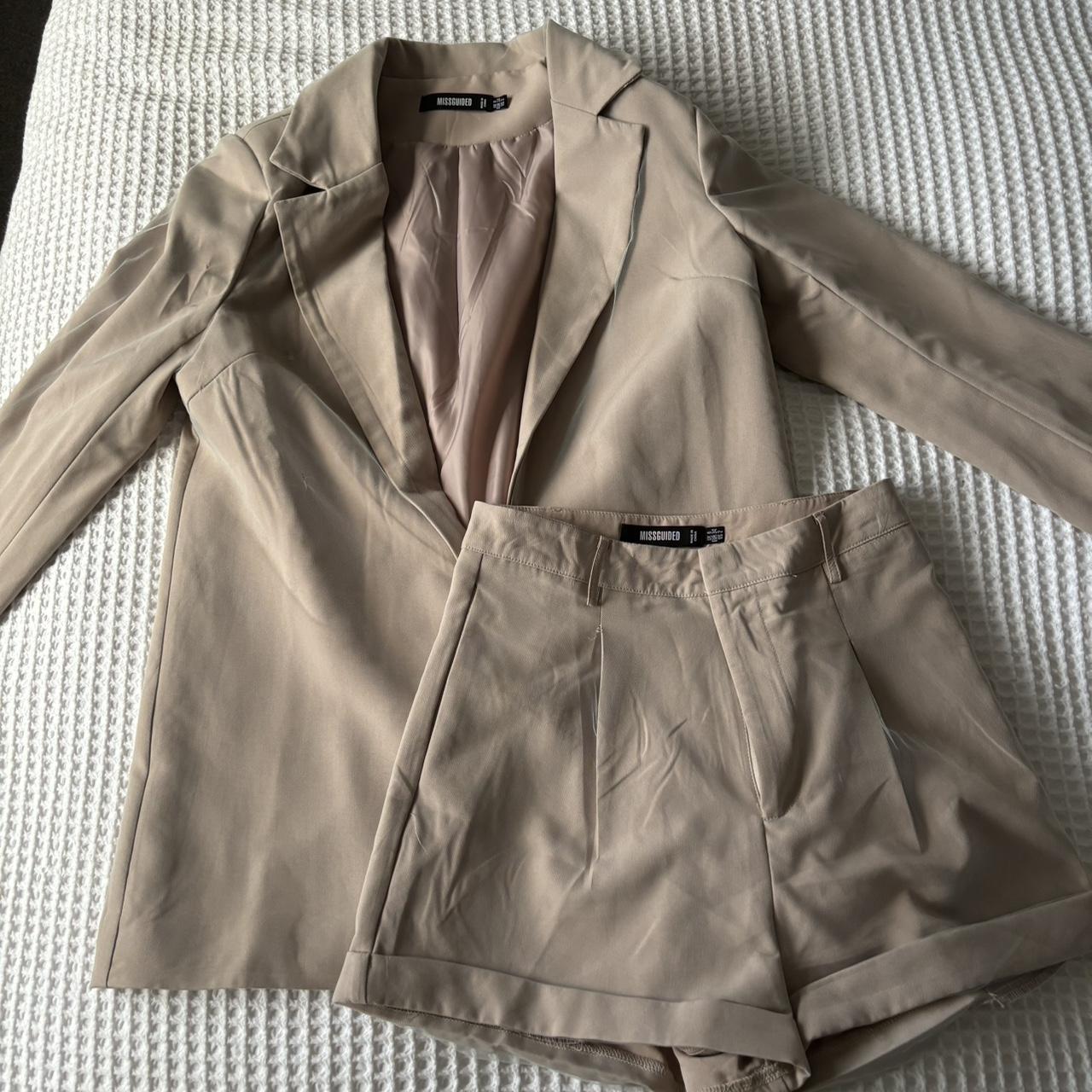 Missguided nude beige double lined blazer and short... - Depop