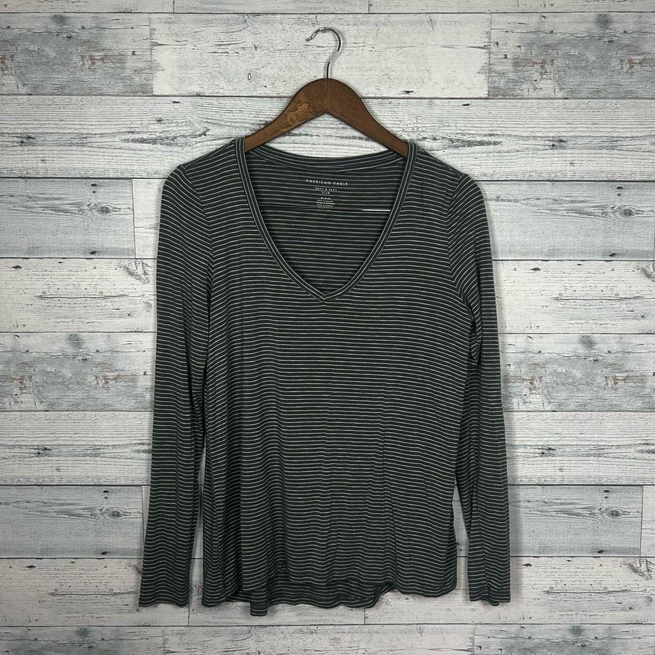 American Eagle Women's Stripes Soft And Sexy Slub... - Depop