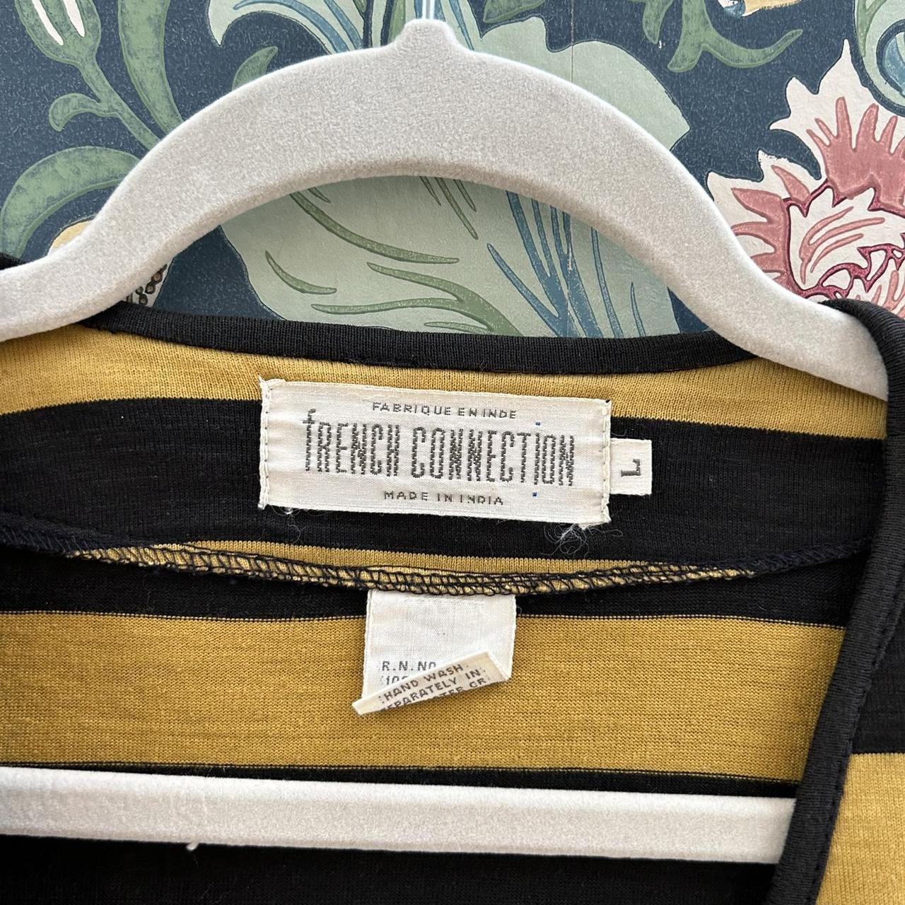 Vintage French Connection Yellow and Black stripped... - Depop