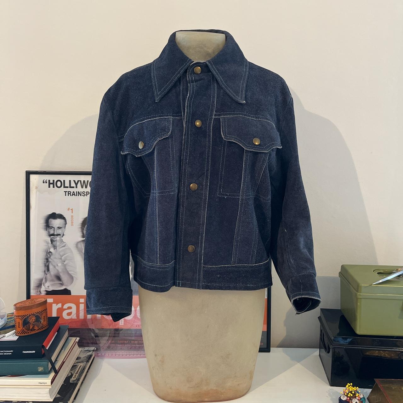 American Vintage Women's Blue and Navy Jacket | Depop