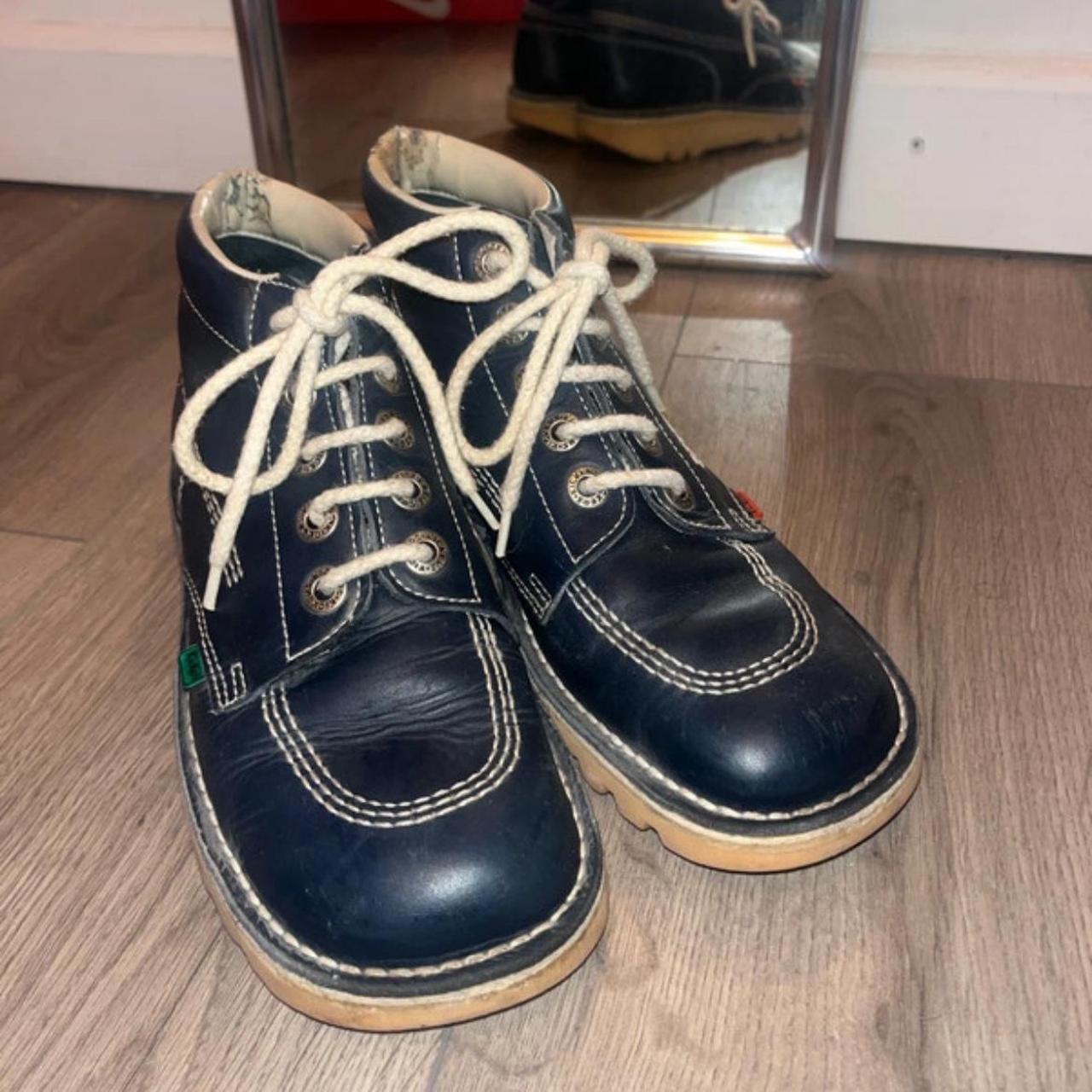 Navy blue leather Kickers boots #Kickers Signs of... - Depop