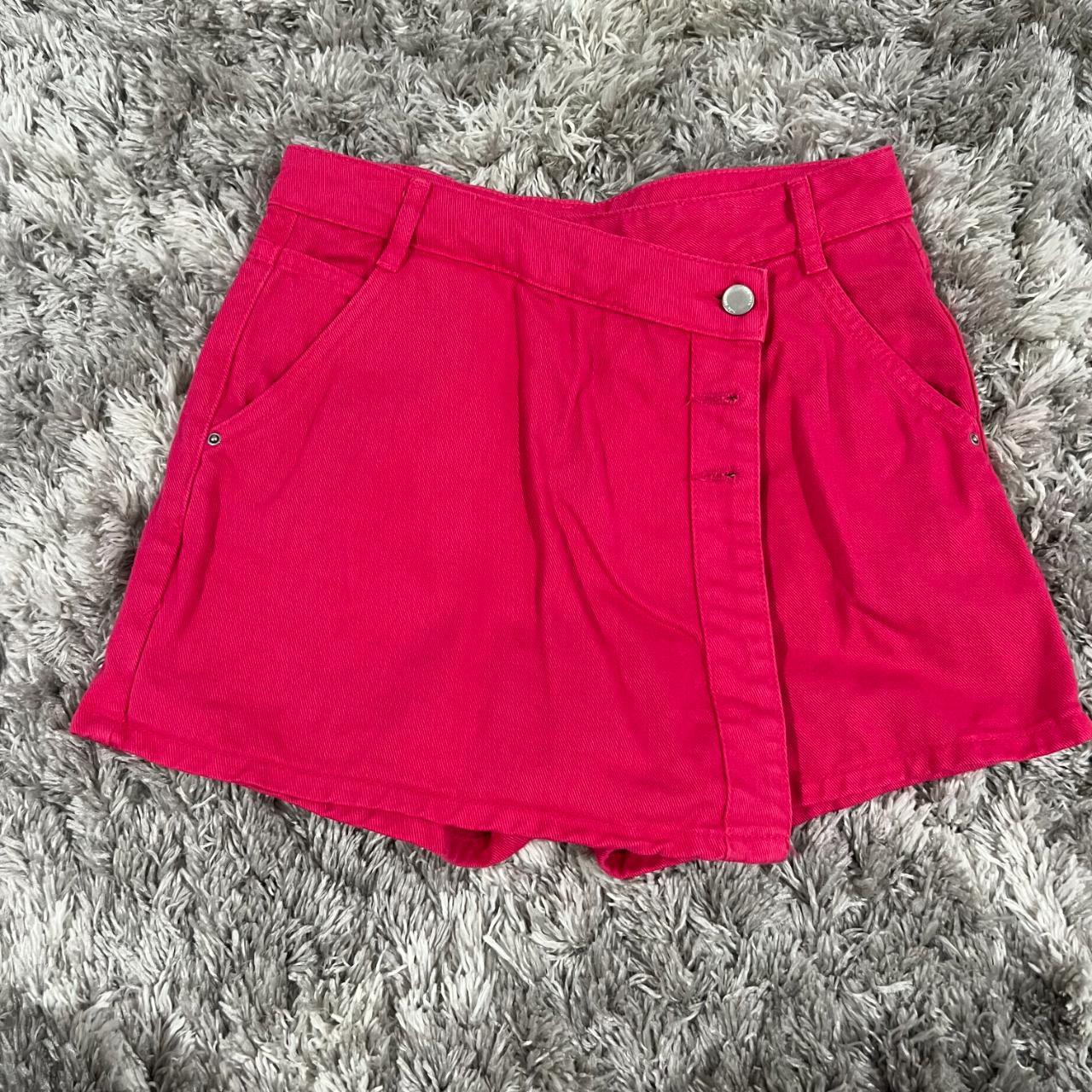 Zara Pink Denim Wrap Skort Size XS - Worn once,... - Depop
