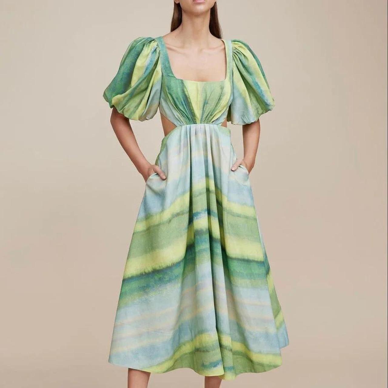 Acler Temple Dress in Impressionist Stripe... - Depop