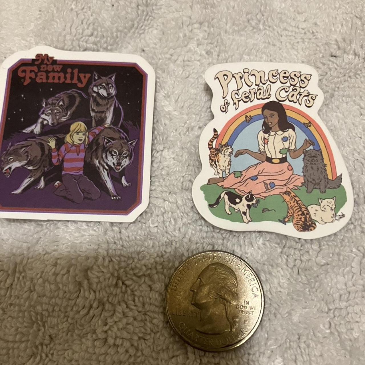 Steven Rhodes funny stickers! Quarter for scale.... - Depop
