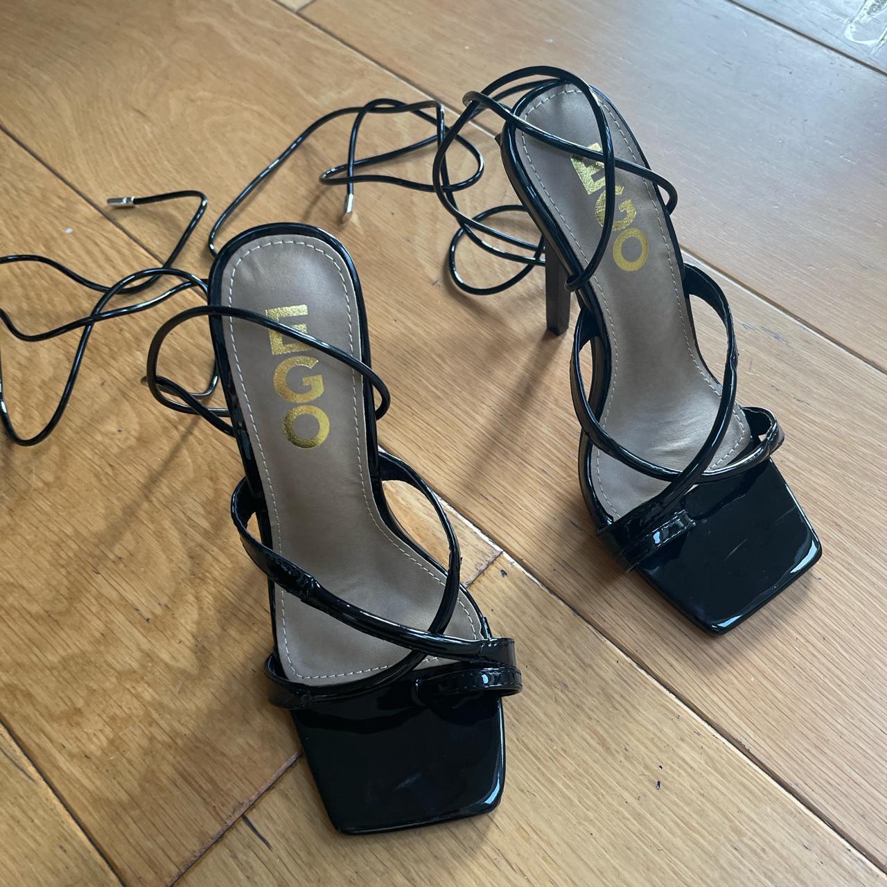 Ego Black Strappy Lace Up Square Toe Heel ️ uk size... - Depop
