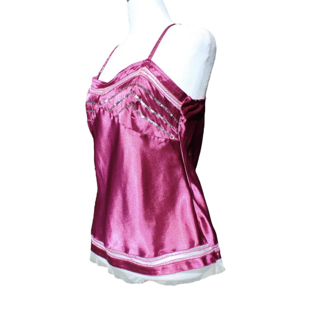 Y2K/2000s CHARLOTTE RUSSE magenta pink beaded cami... | Depop