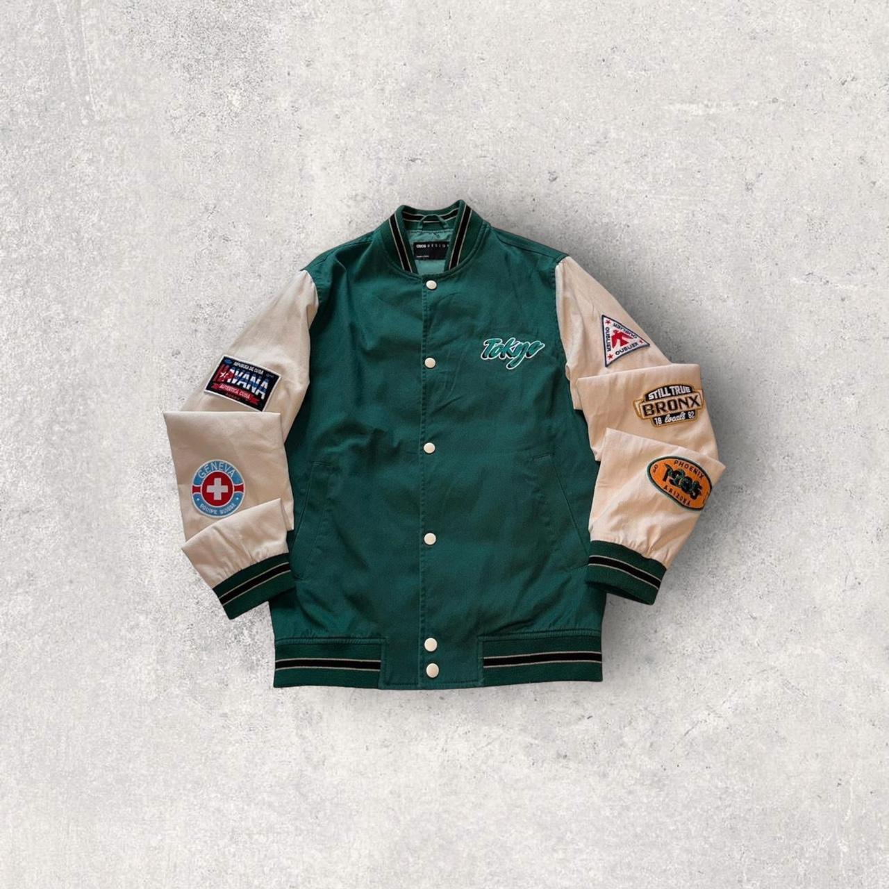 Varsity Jacket Oversized Varsity Jacket in Green... - Depop
