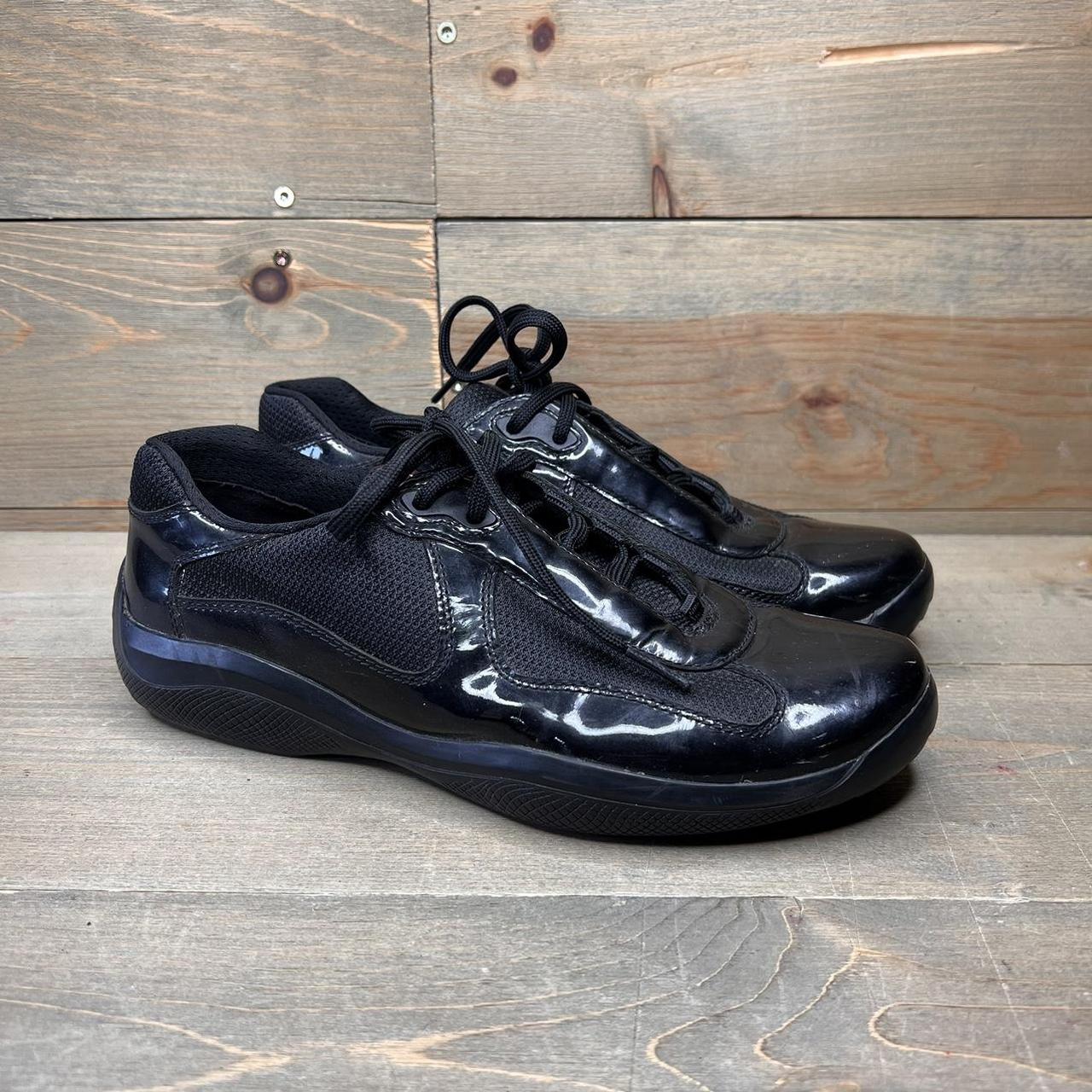 PRADA Americas Cup Black Patent Leather Low PS 0906... - Depop