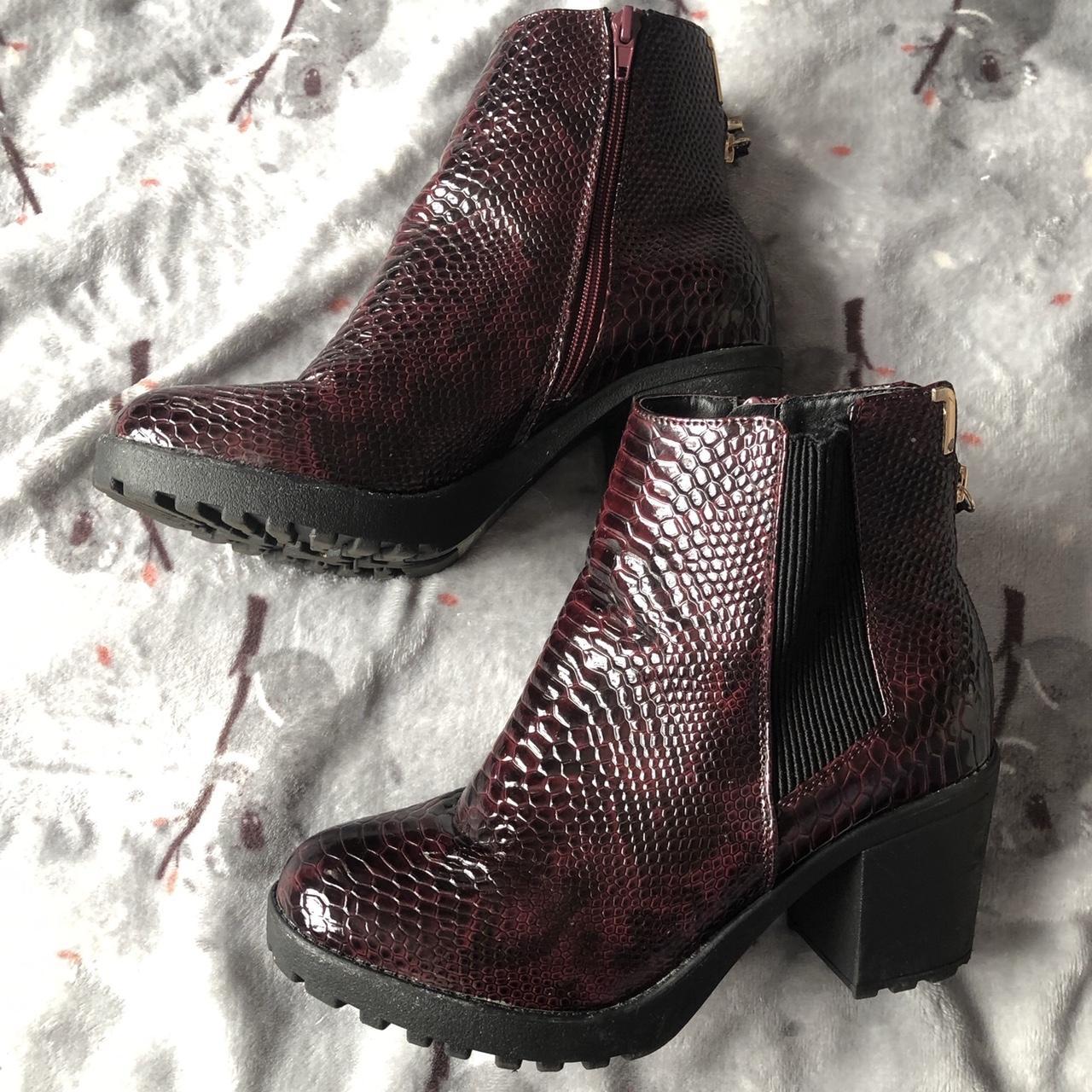 River island snake print burgundy ankle boots. Size... - Depop