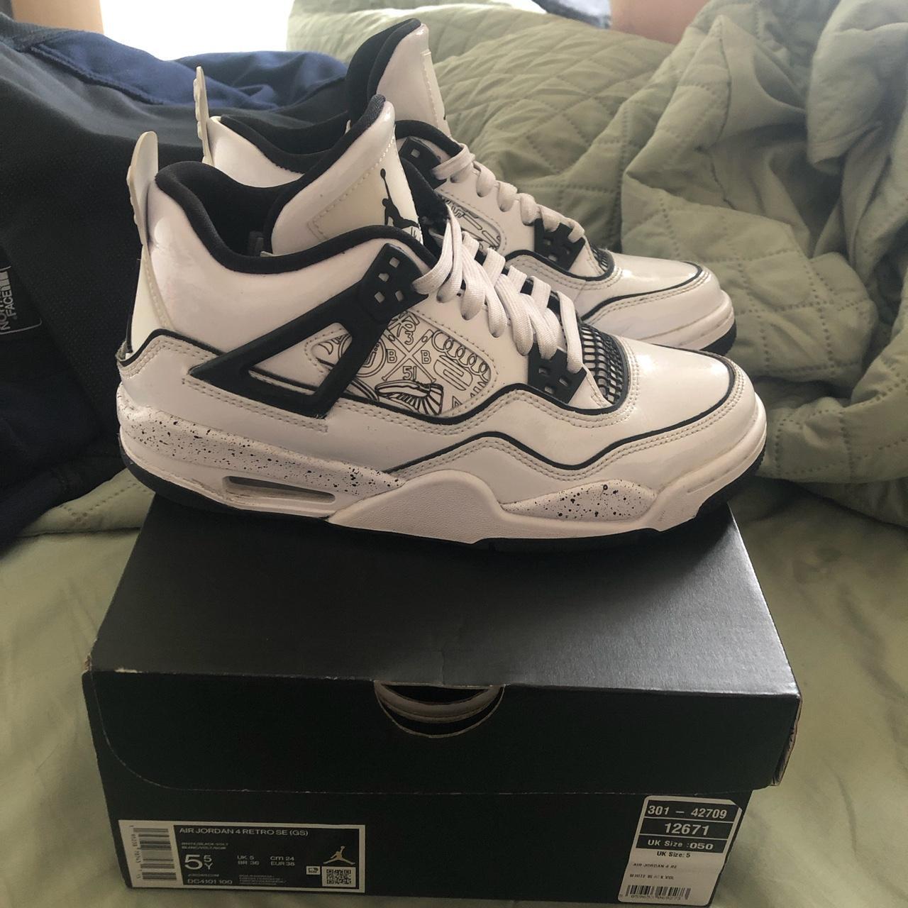 DIY Jordan 4// worn three times in perfect... - Depop