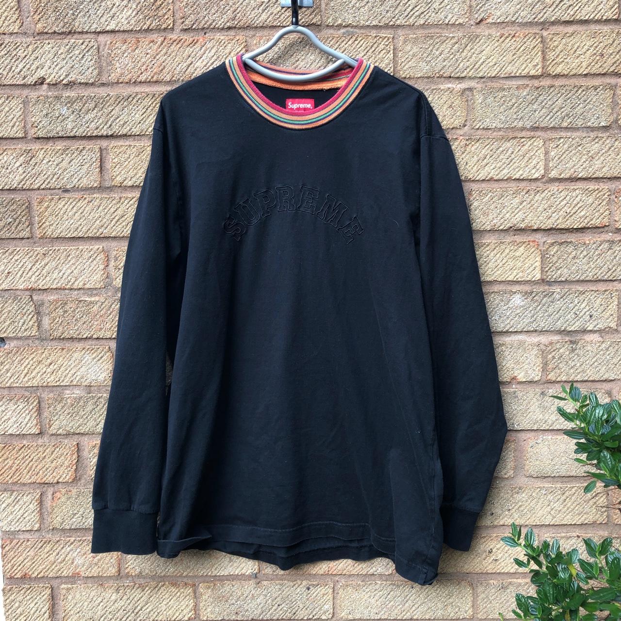 Long Sleeve Black Supreme tee / sweater with... - Depop