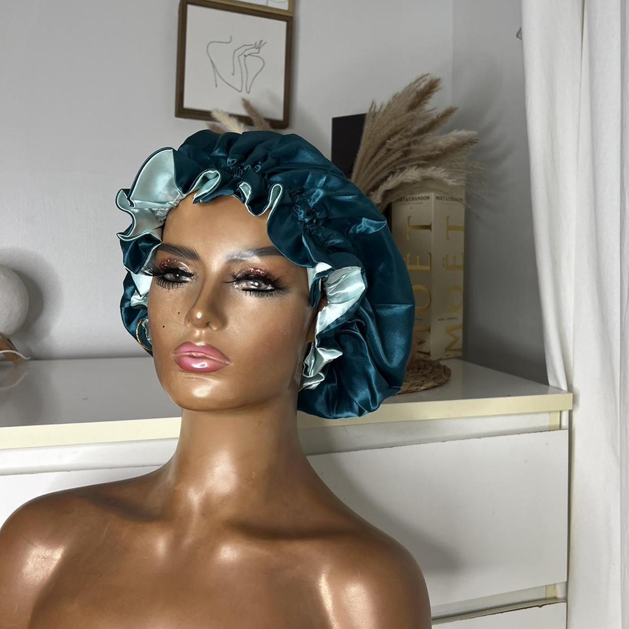 DOUBLE SIDED SATIN BONNET- TEAL&LIGHT BLUE -Women... - Depop