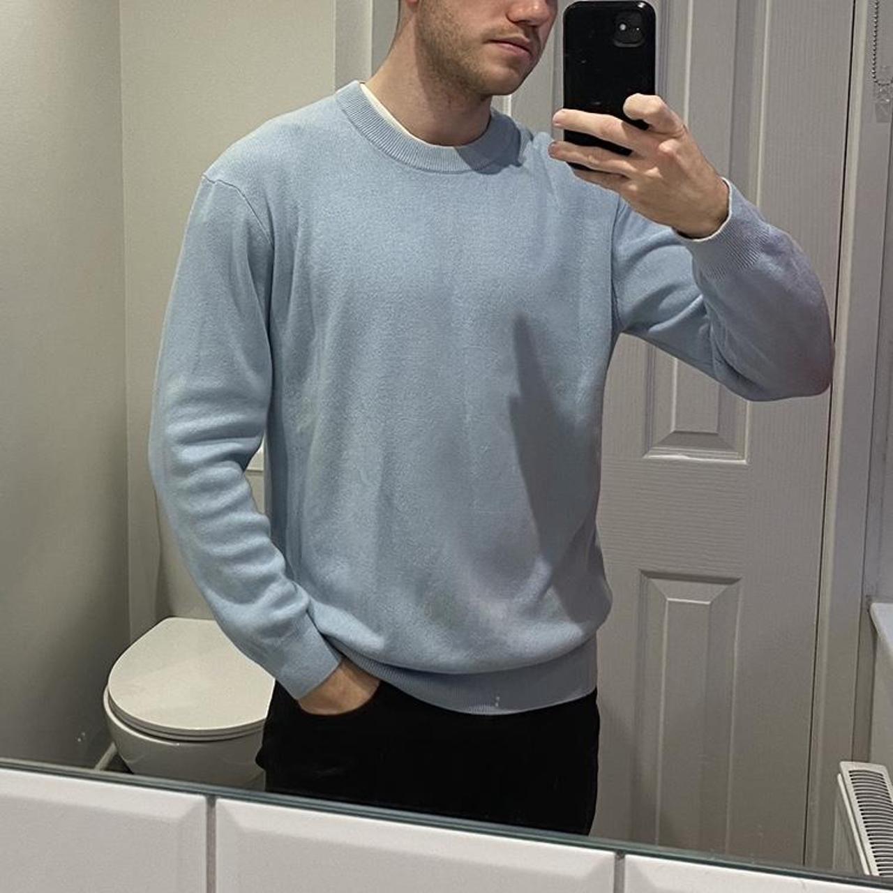Zara men’s jumper-light blue. Perfect condition! - Depop