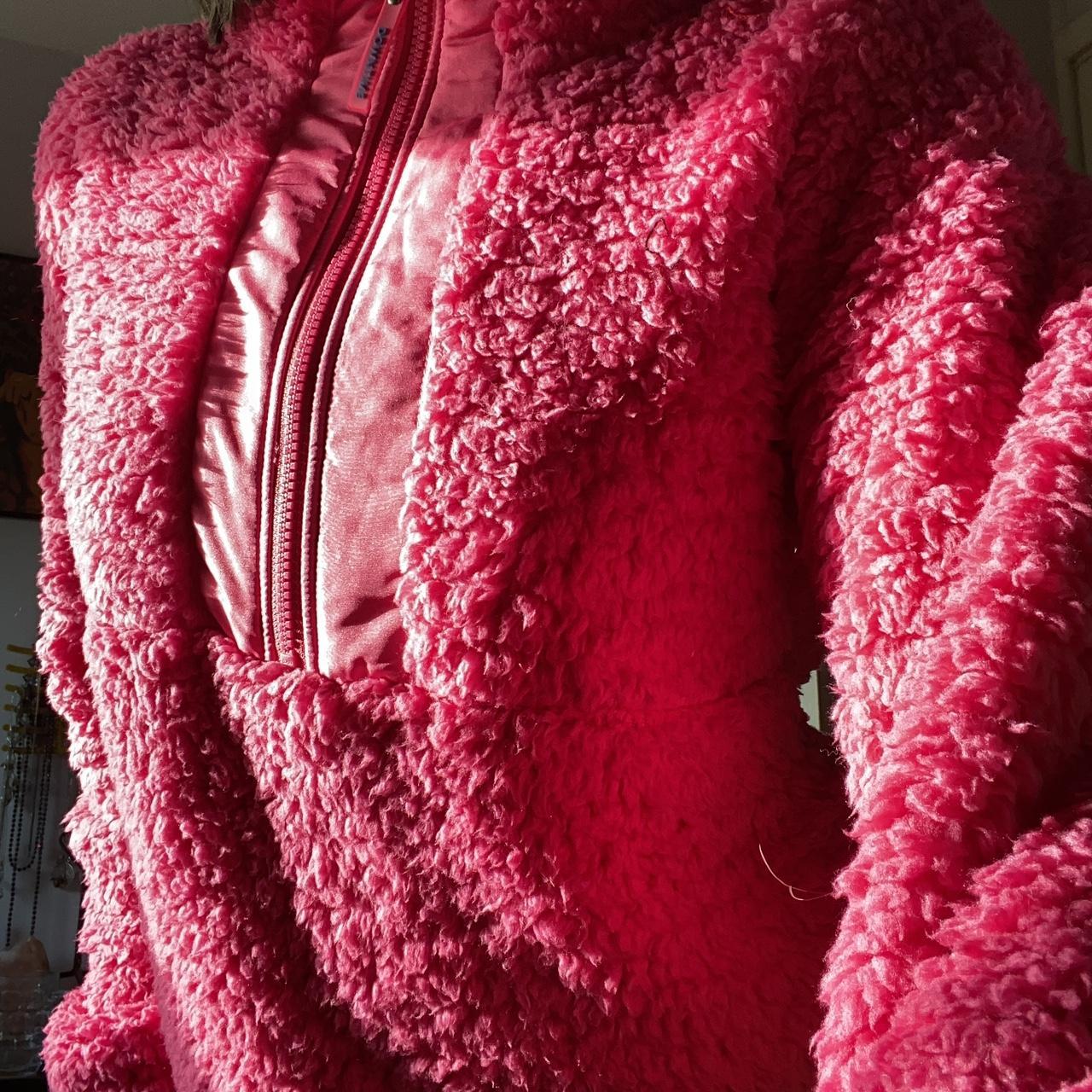 next fluffy pink three quarter zip jumper super... - Depop