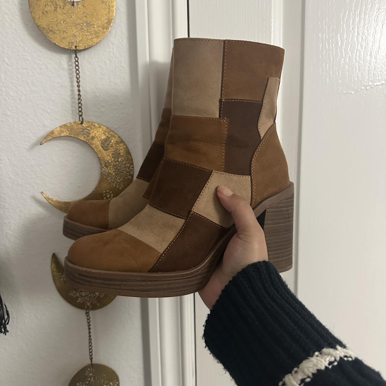 Universal Thread Platform Patchwork boots. Only worn... - Depop