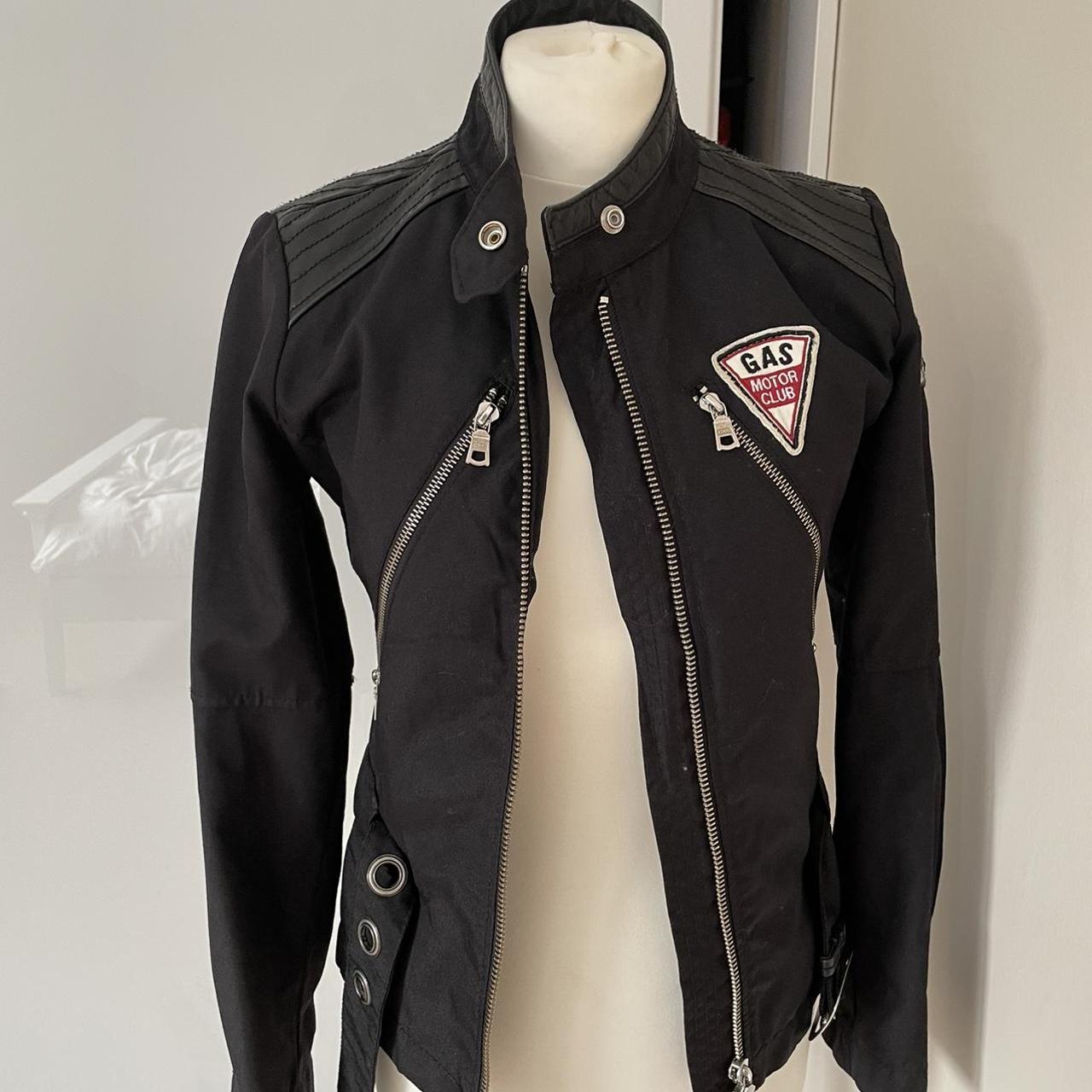 Gas motor cross style biker jacket. Black with... - Depop