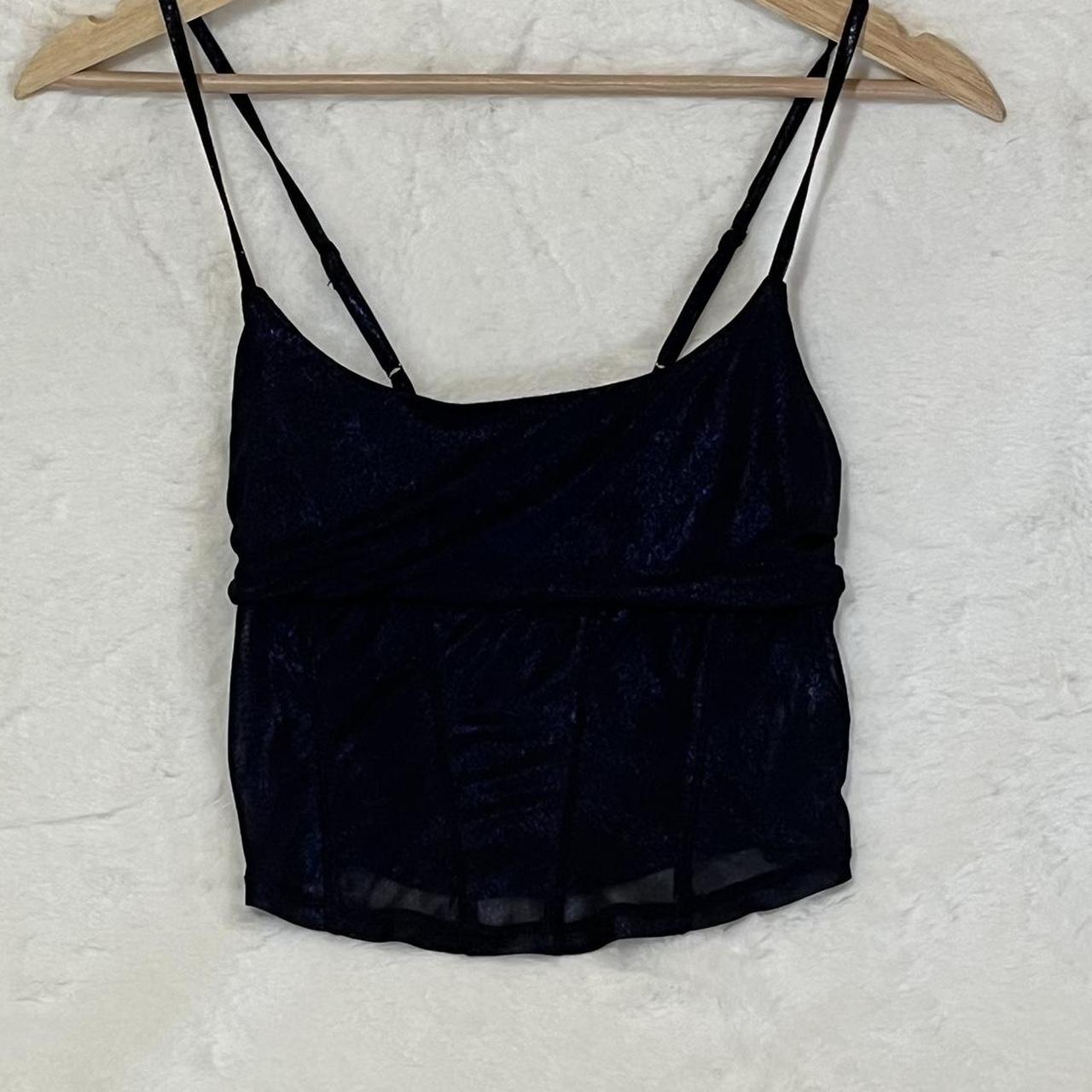 cropped mesh and glittery tank top from urban... - Depop
