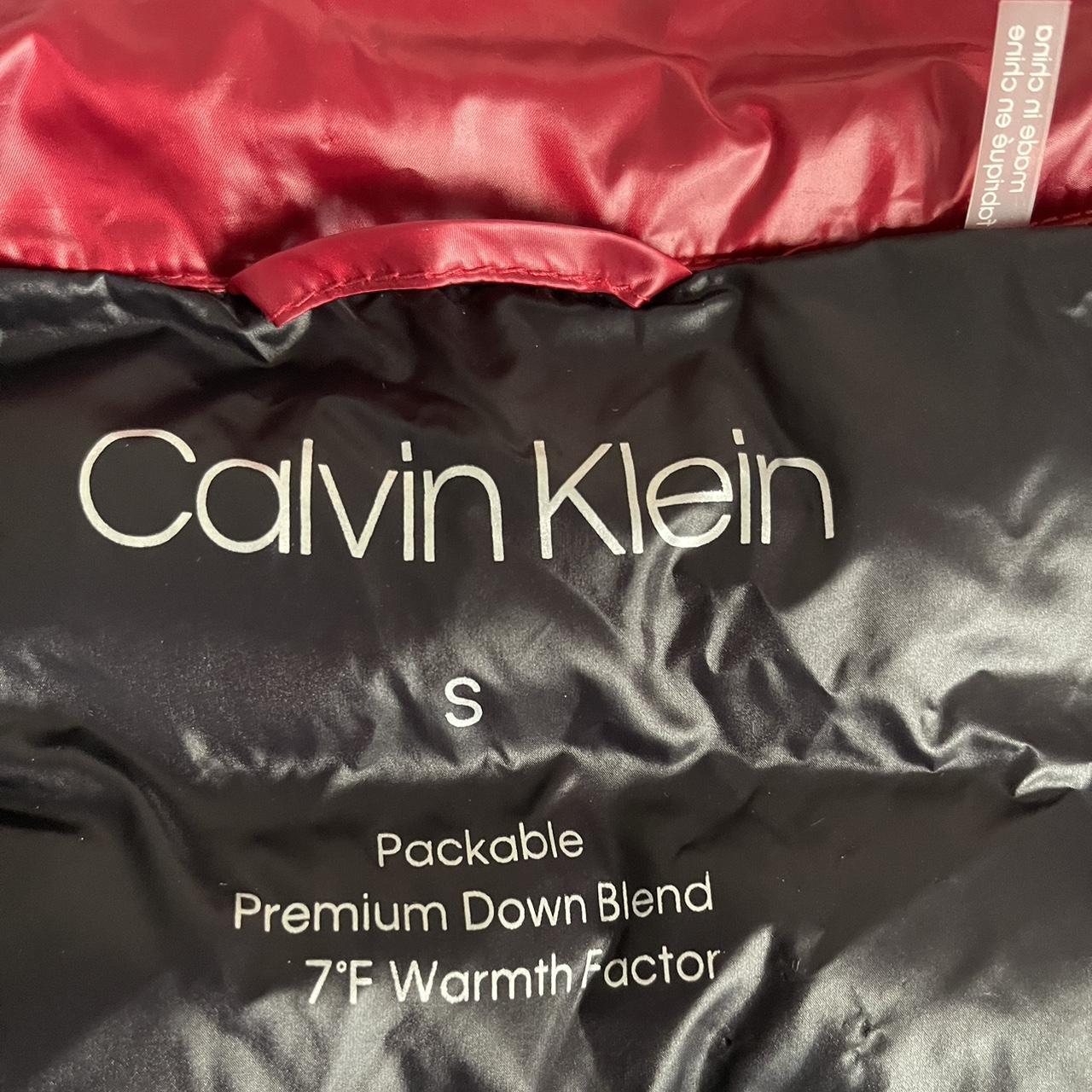 Calvin Klein Women's Red and Black Coat | Depop