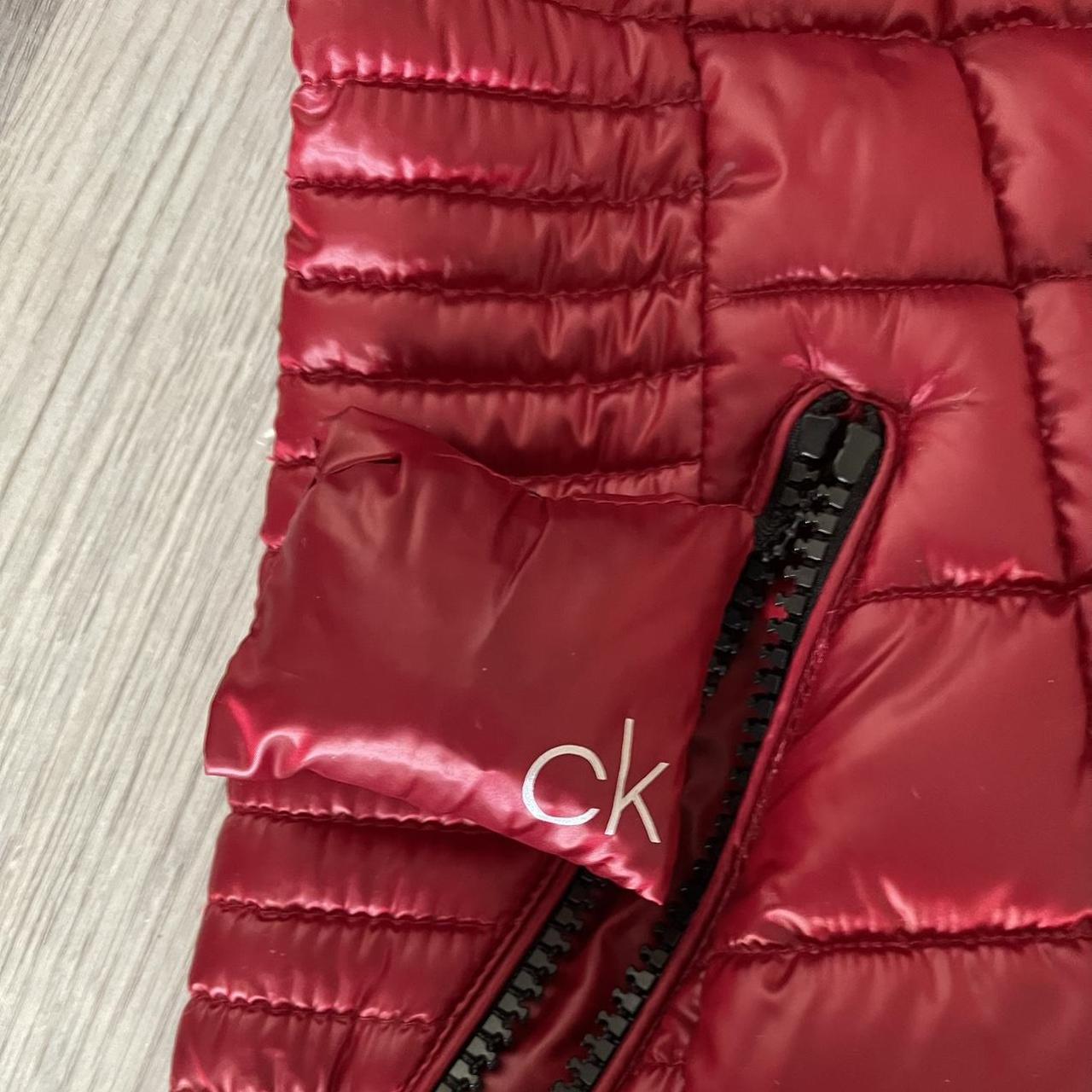 Calvin Klein Women's Red and Black Coat | Depop