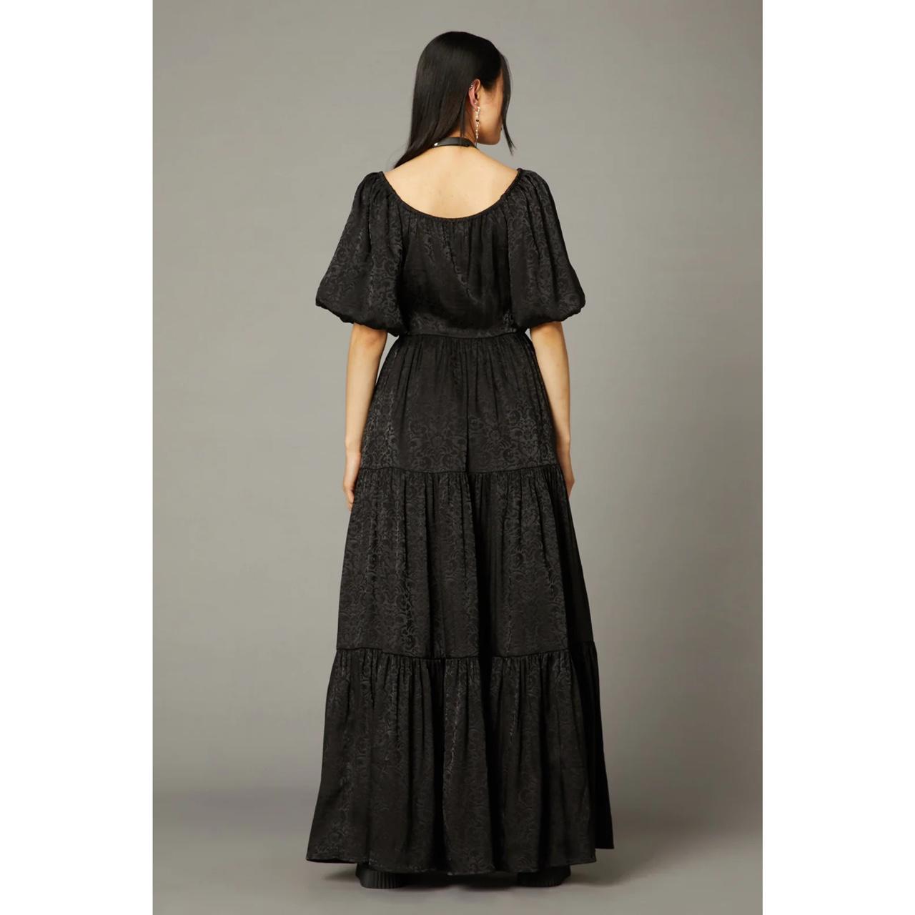 GOTH PRINCESS DRESS satin with subtle gothic brocade... - Depop