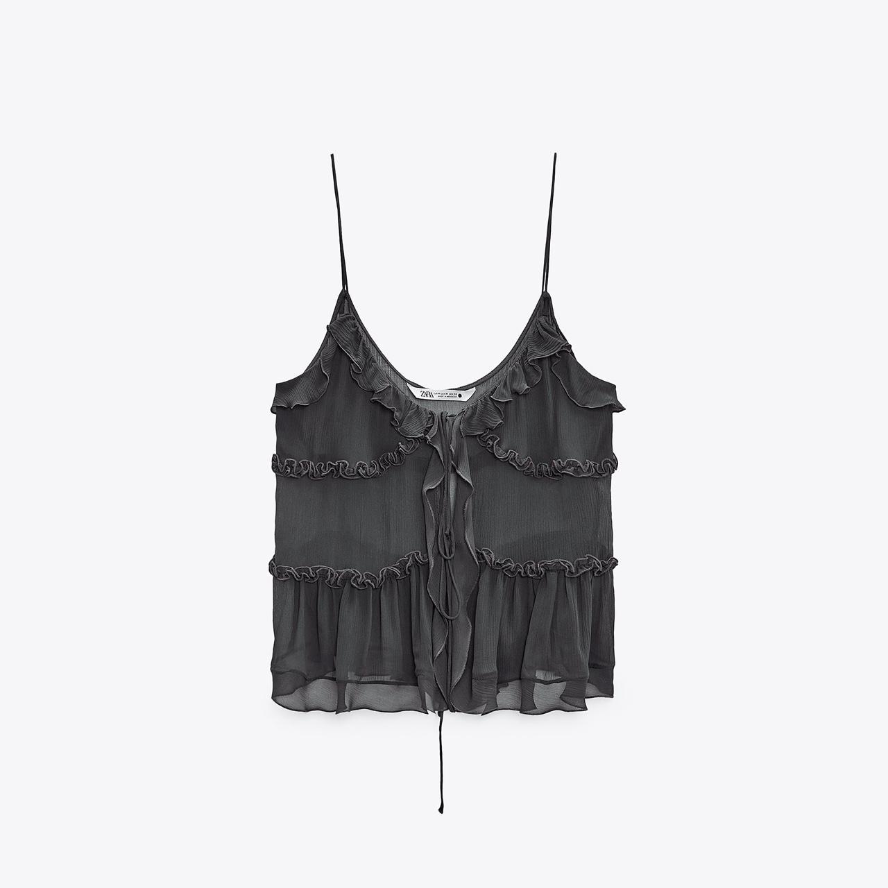 Viral sheer ruffle Zara tank top!! So cute I just... - Depop