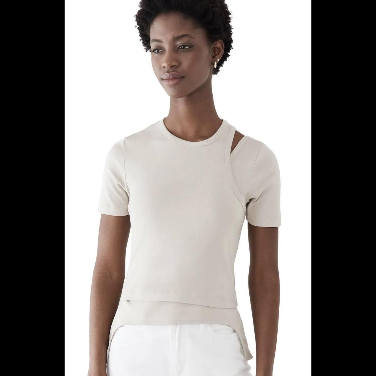 Helmut Lang ribbed layer tee, size XS. - Depop