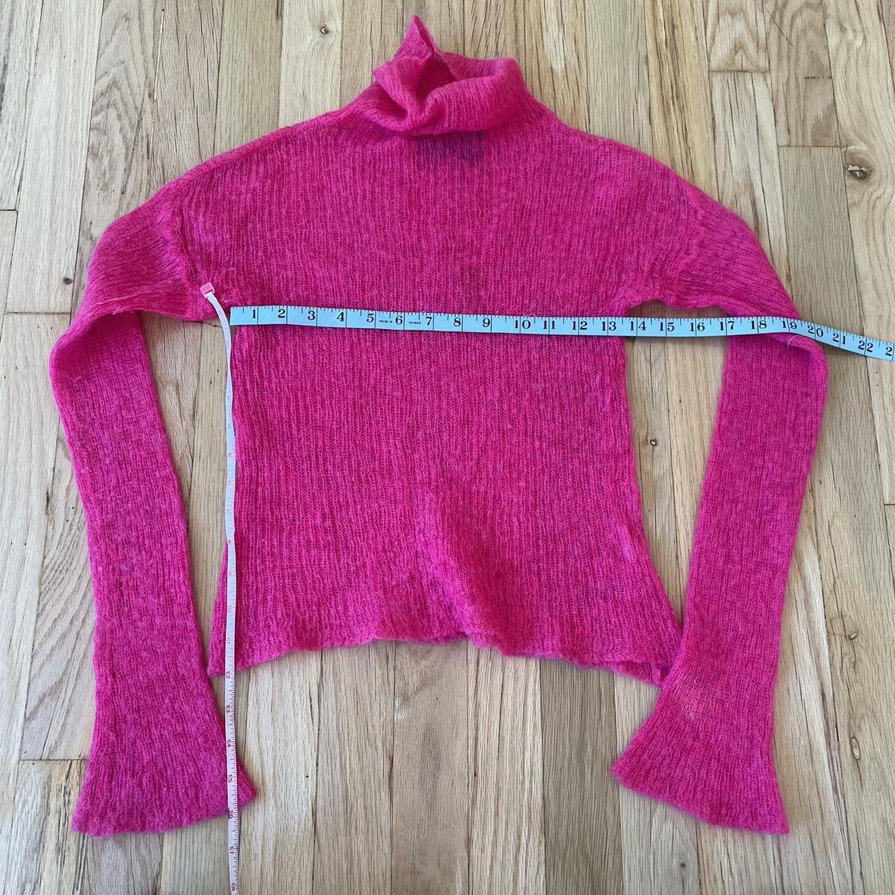 Vintage DKNY mohair hot pink turtle neck, has slight... - Depop