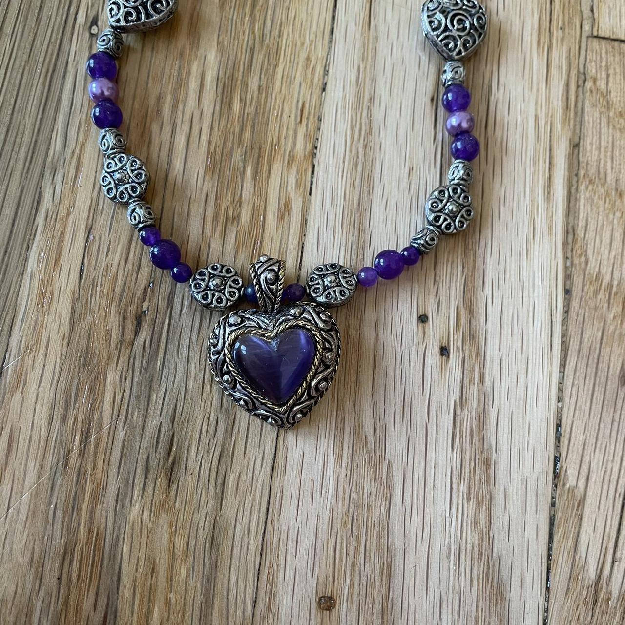 Beautiful purple jewel beaded necklace ~ may or may... - Depop
