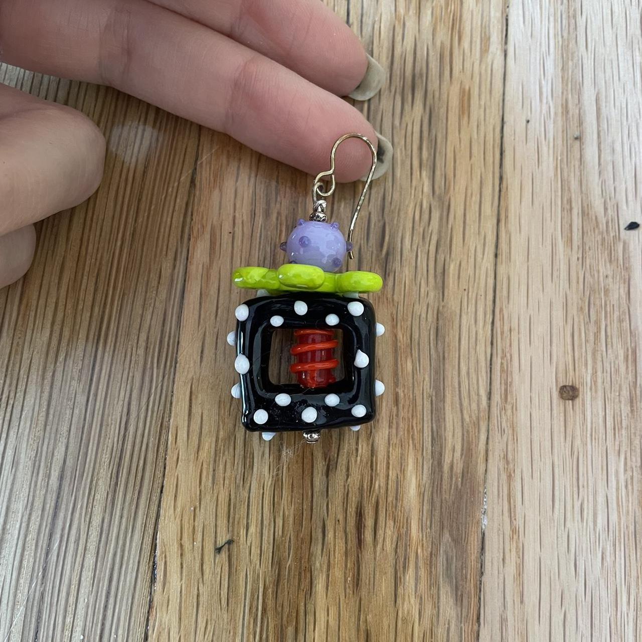 Glass blown earring ~ colorful ~ one of one ~... - Depop