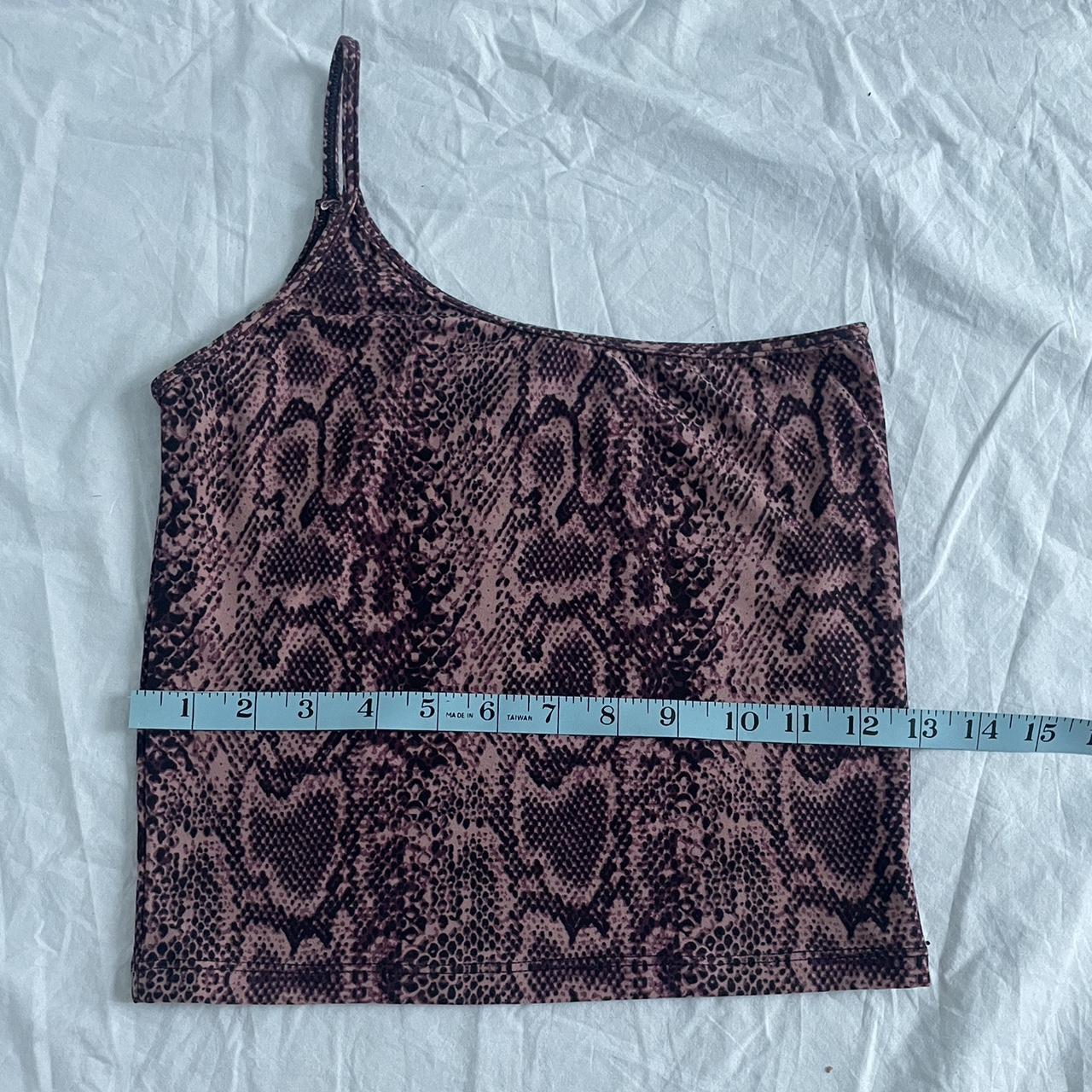 Suzette Pink Snakeskin one shoulder cropped top in a... - Depop