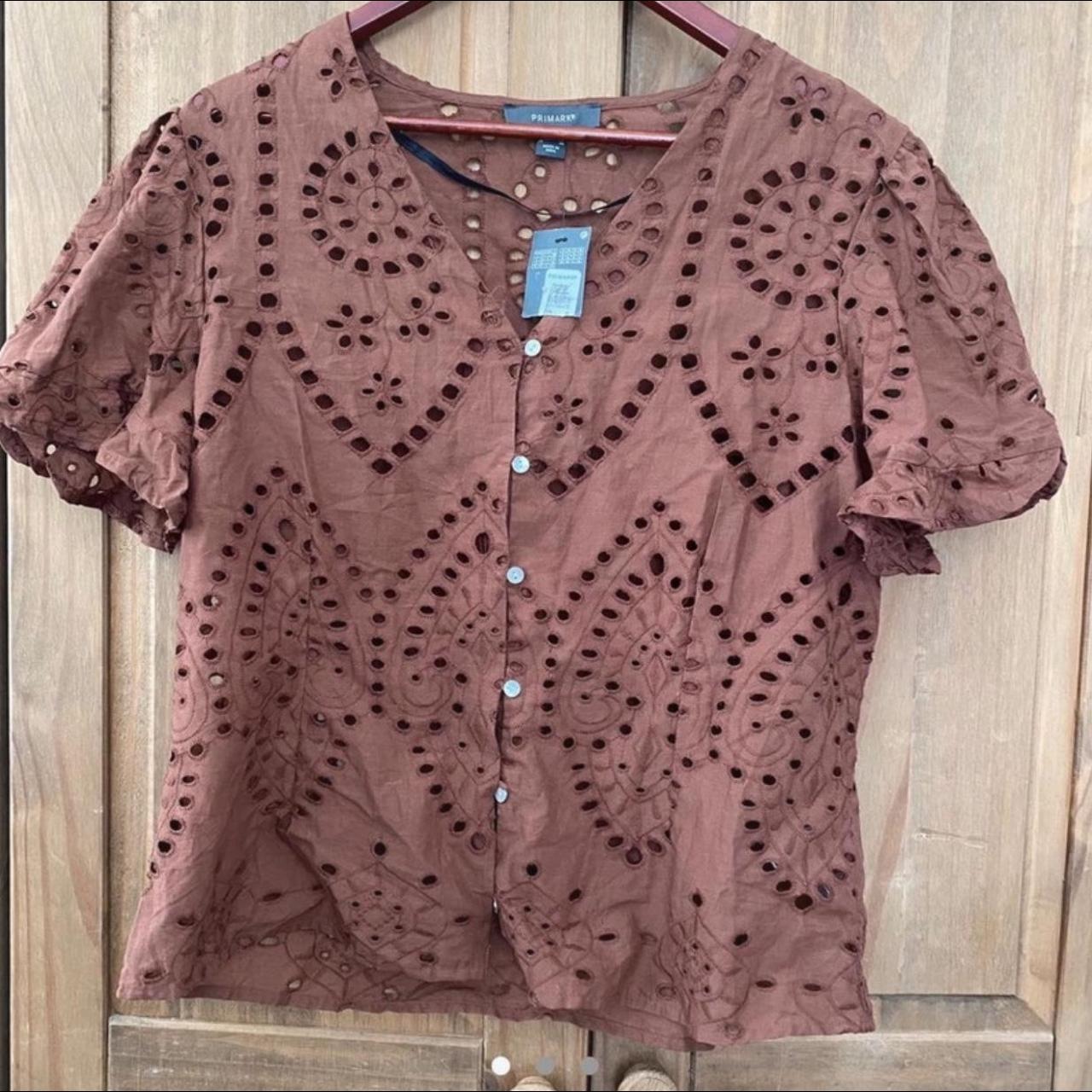 Primark brown cut out blouse Size 16 Brand new with... - Depop