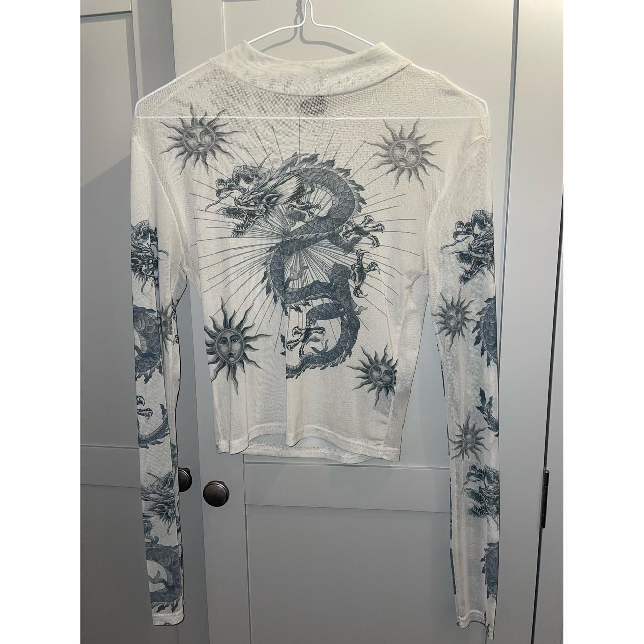 Patterned Mesh Top🖤🐉🌞 - Depop