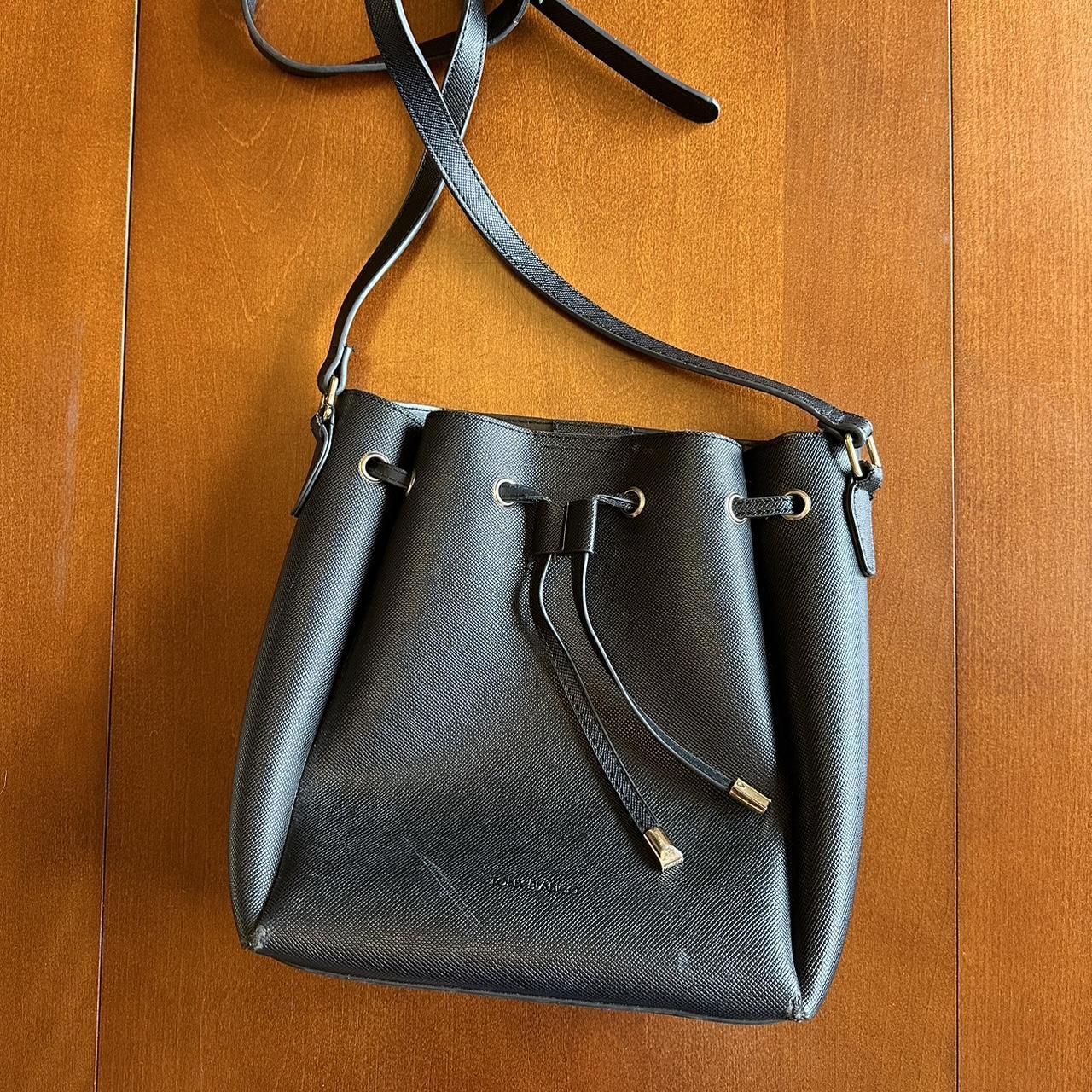 Tony Bianco black bucket bag - minor scuffing as... - Depop