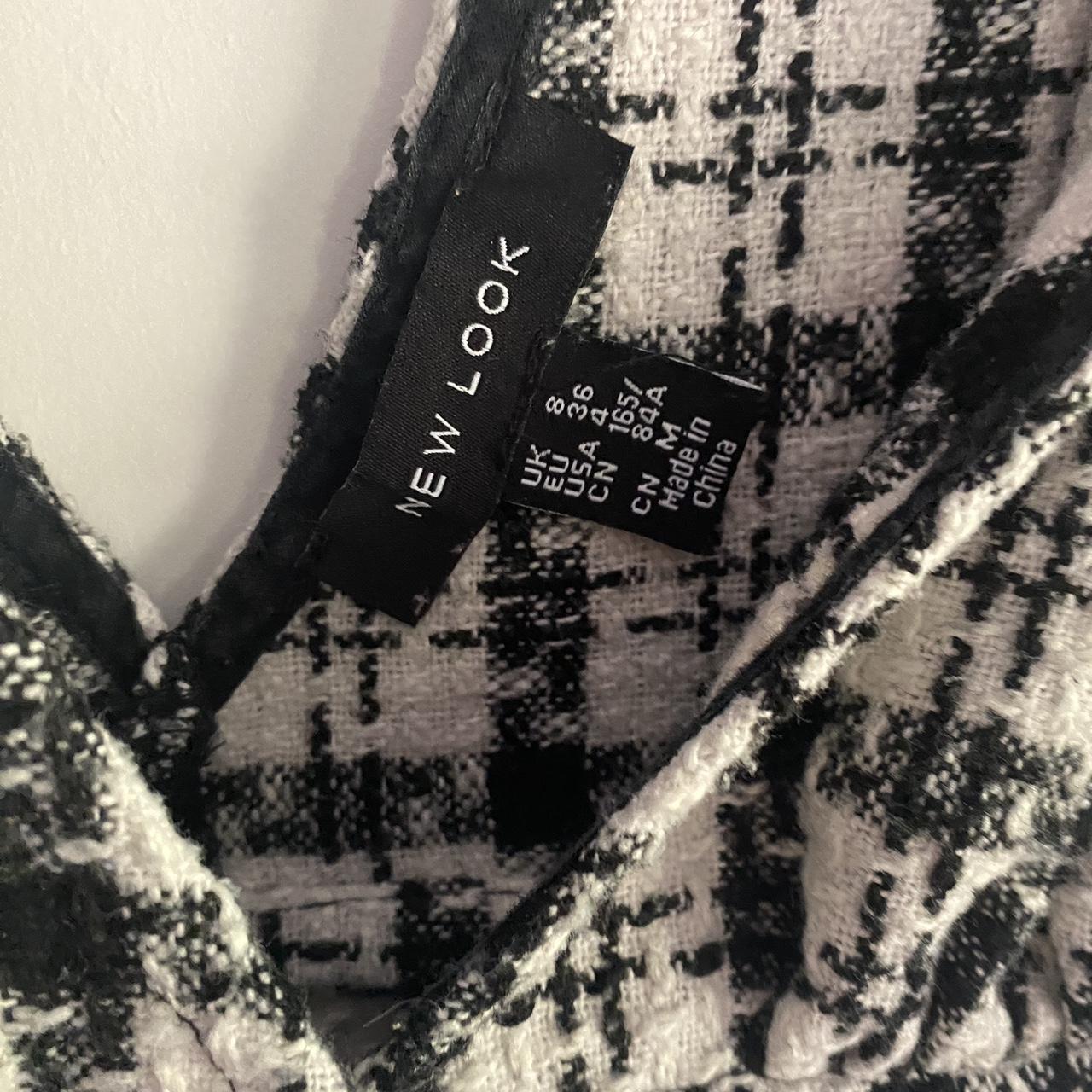 New Look v neck pinny dress - black and white... - Depop
