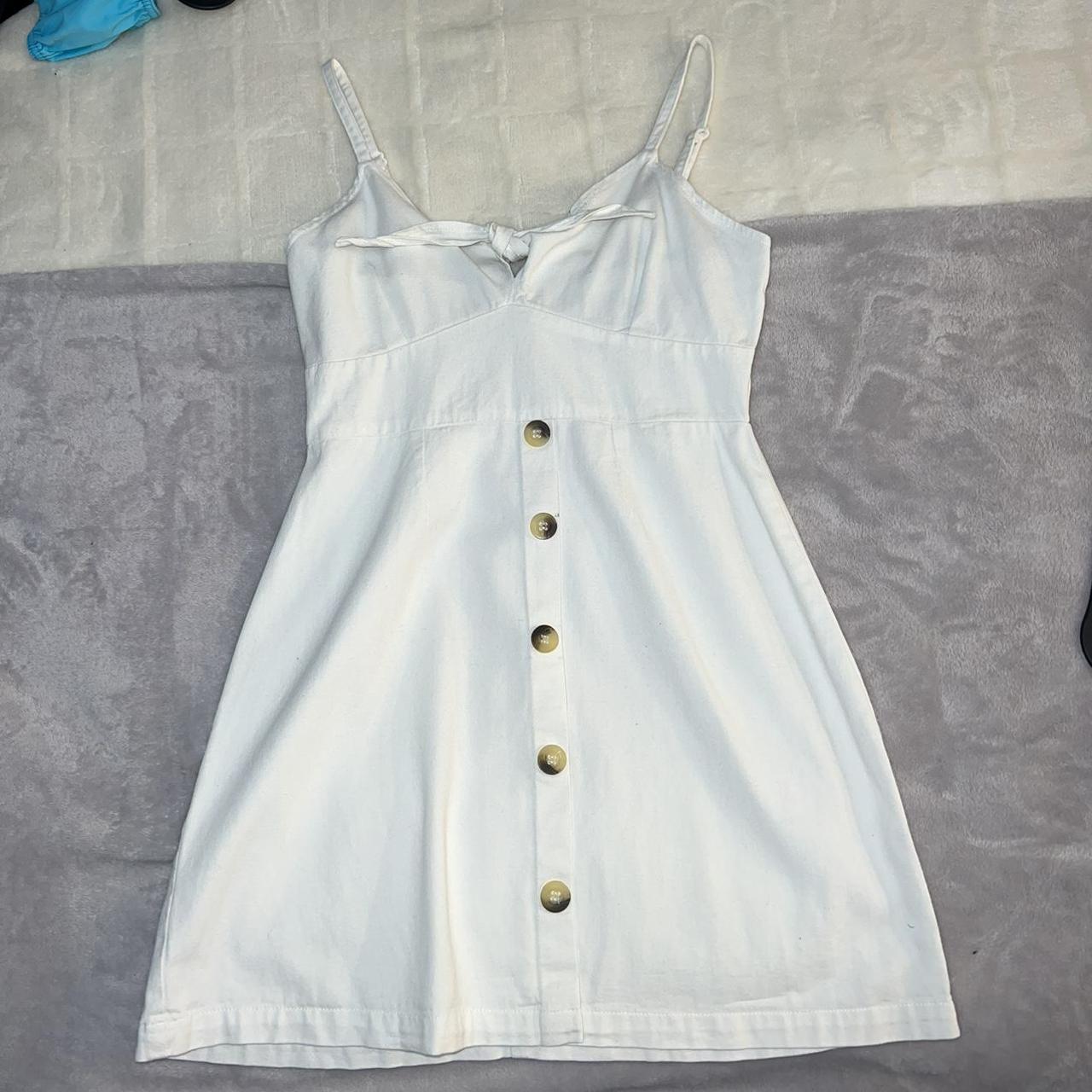 Boohoo White button strappy mini dress Size 6 Bought... - Depop