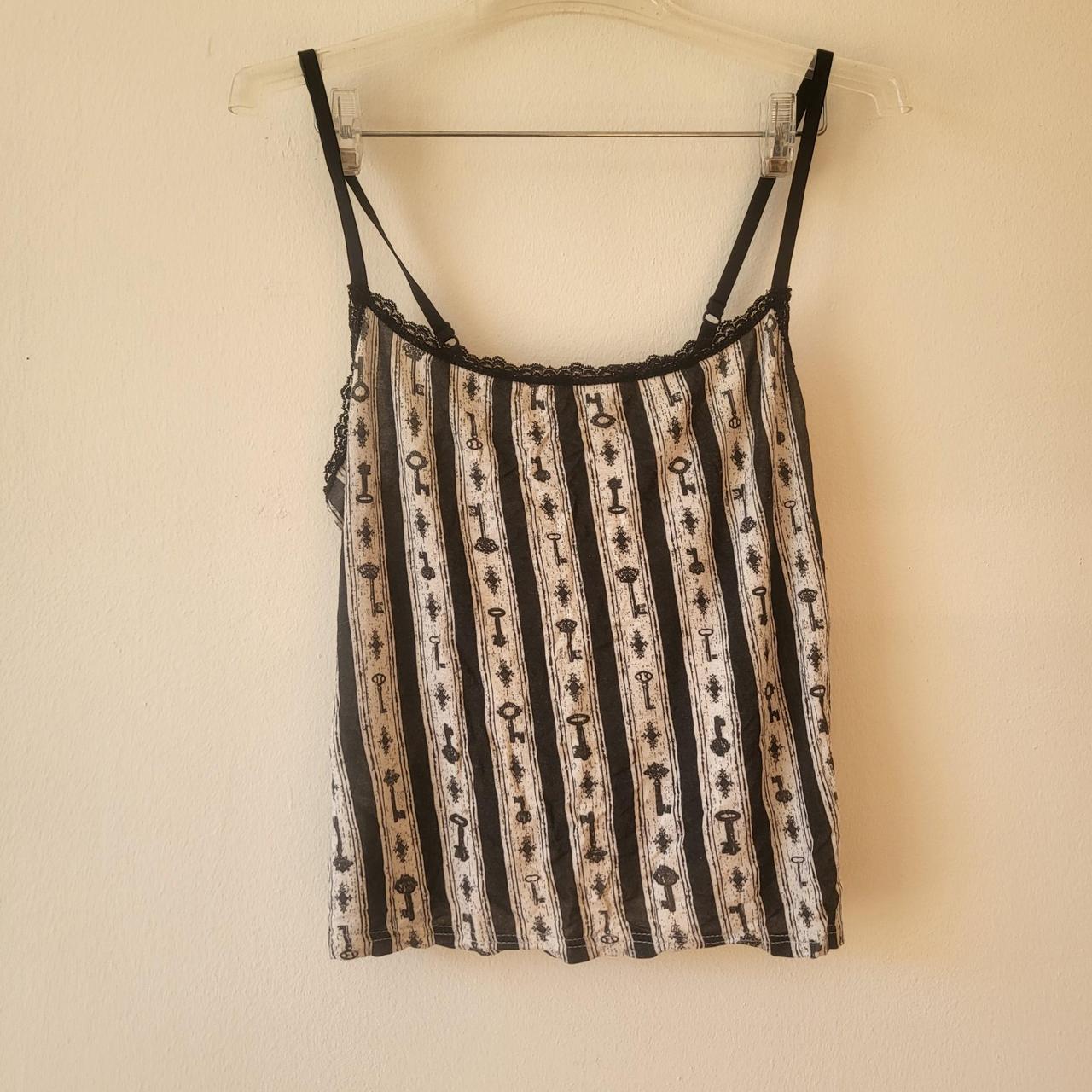 Adorable vintage style tank top with antique key... - Depop