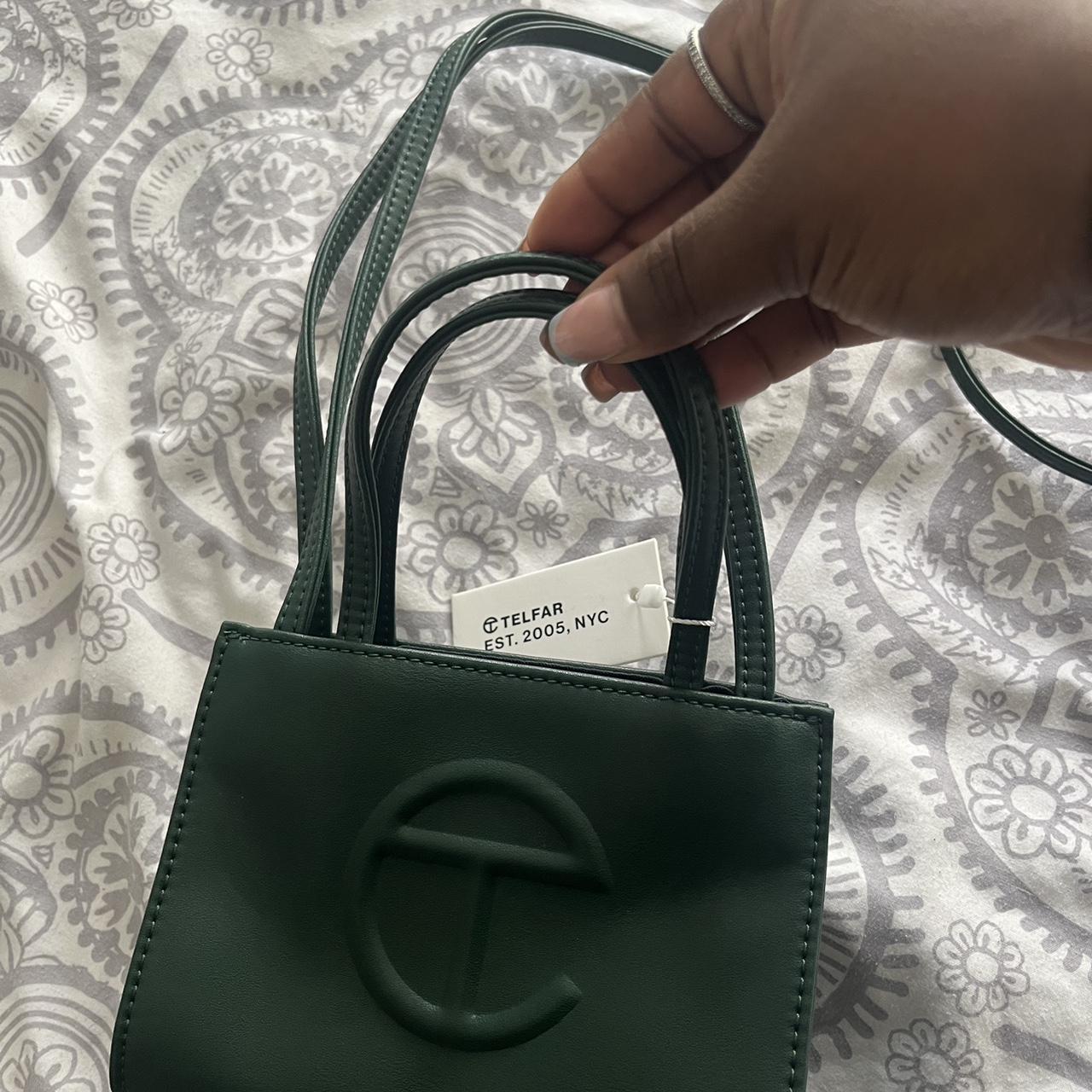 DARK OLIVE SMALL GREEN TELFAR SHOPPING BAG SMALL... - Depop