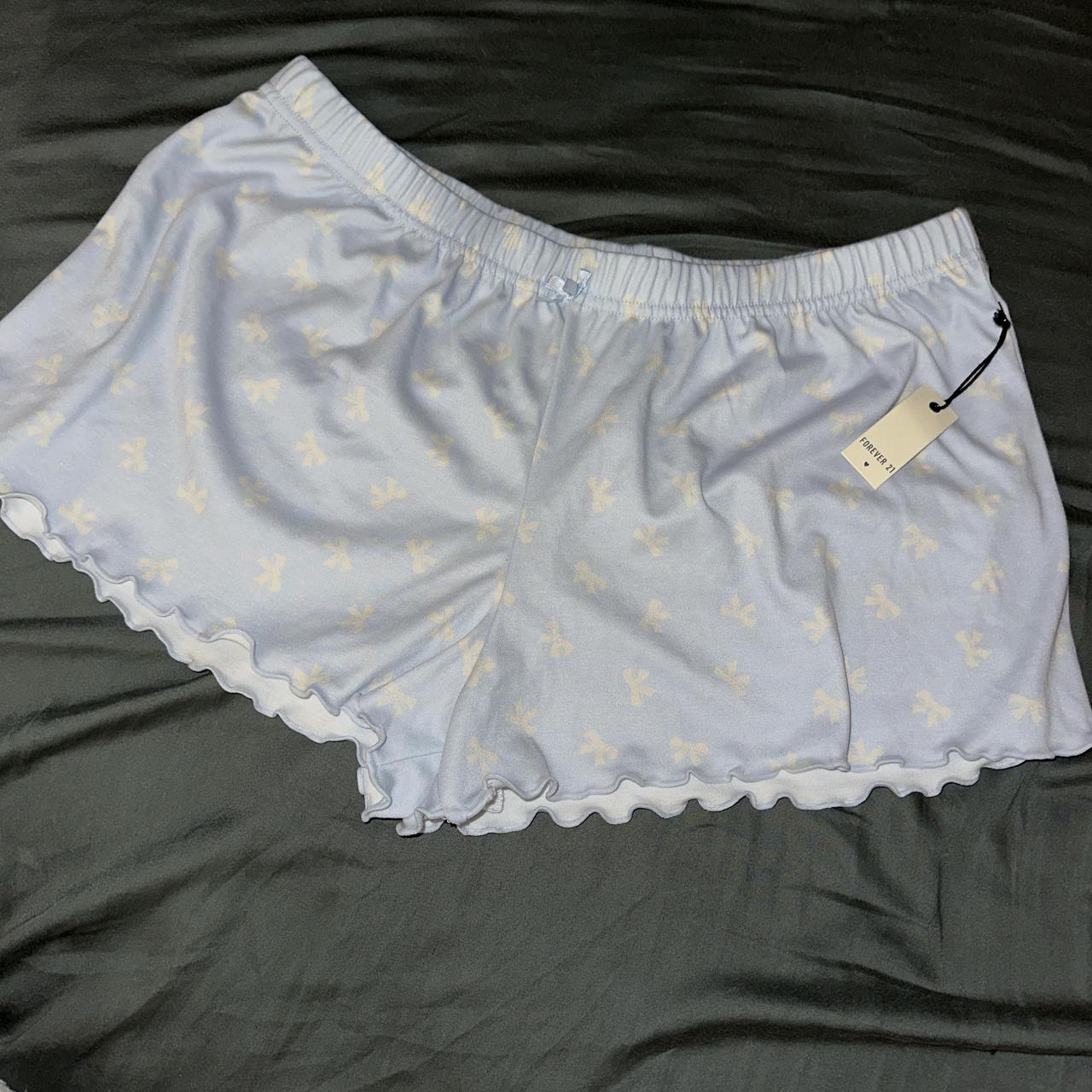 mini pajama shorts with cute white bow print size... | Depop