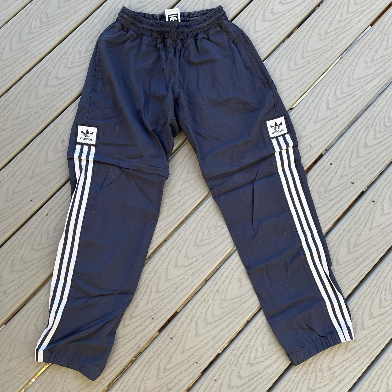 Adidas Navy Blue Convertible Track Pants Size... - Depop