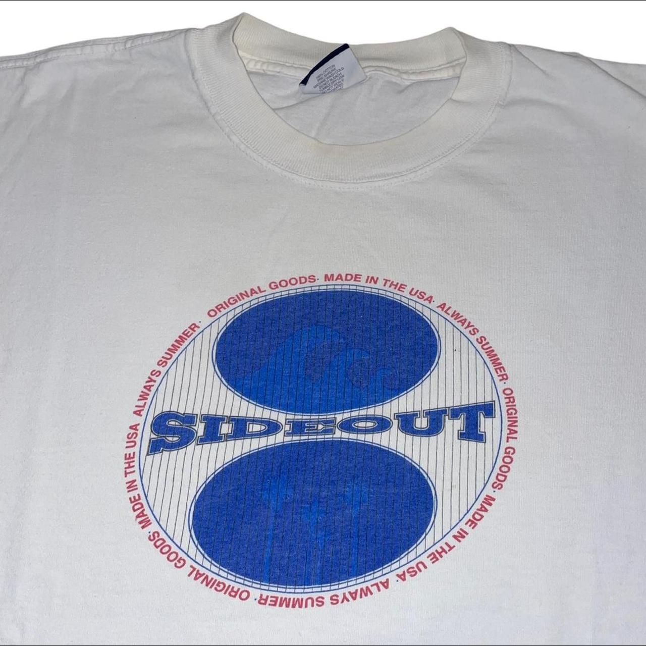 90s/Y2K ‘SIDEOUT’ Vintage Surf/Skate tee *white... - Depop